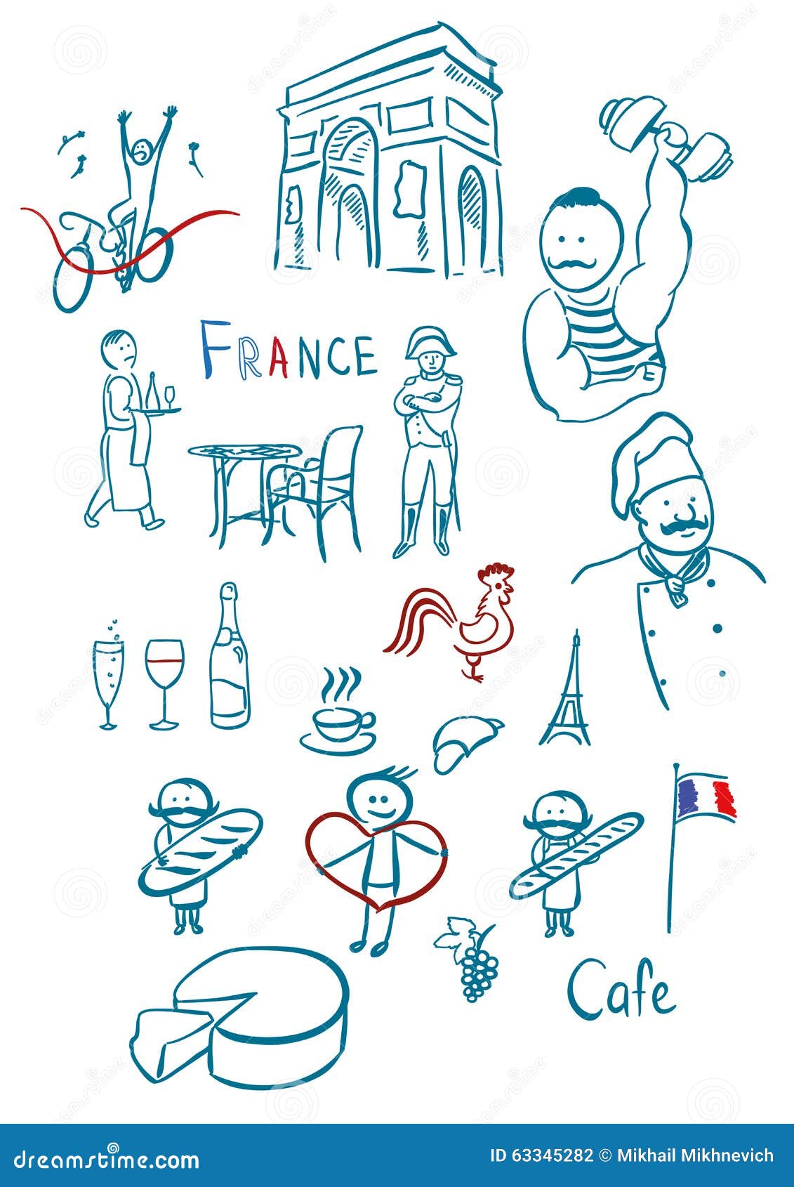 Simboli della Francia illustrazione vettoriale. Illustrazione di ...