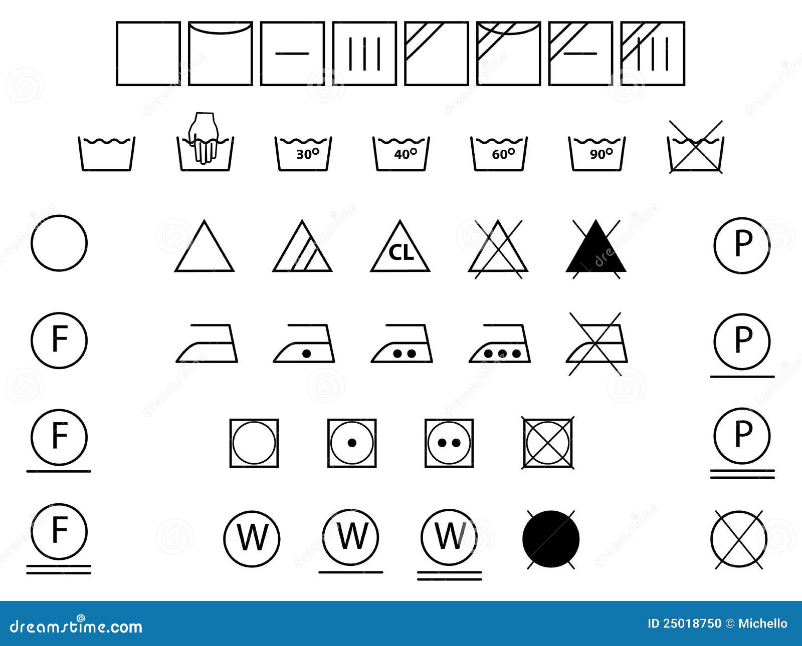 Simboli Della Lavanderia in Bianco E Nero Illustrazione Vettoriale ...
