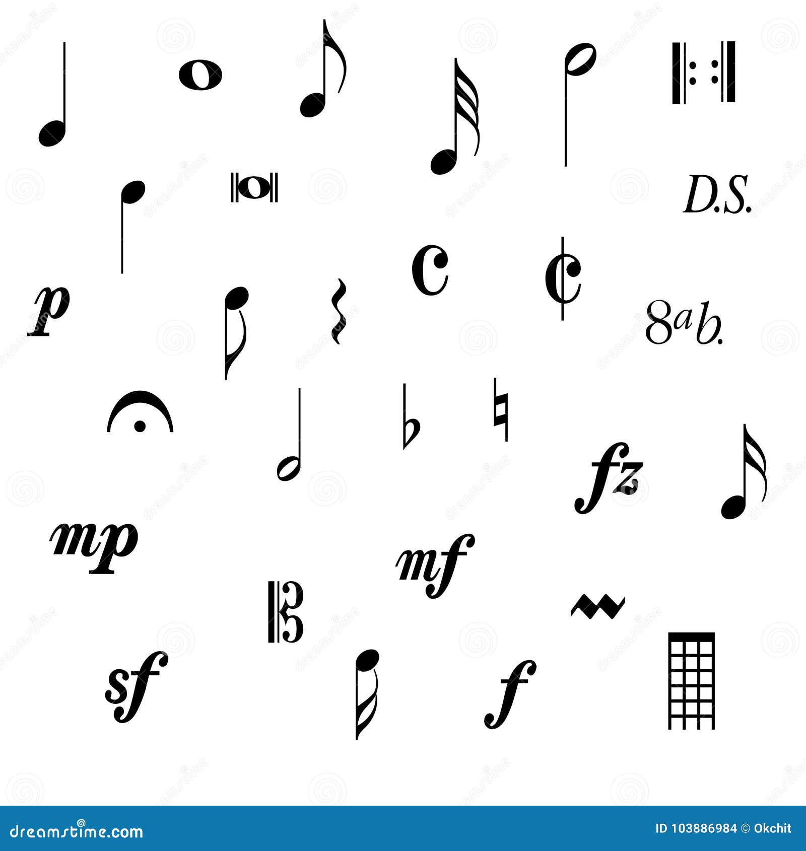 Simboli Della Nota Di Musica Illustrazione Vettoriale - Illustrazione ...