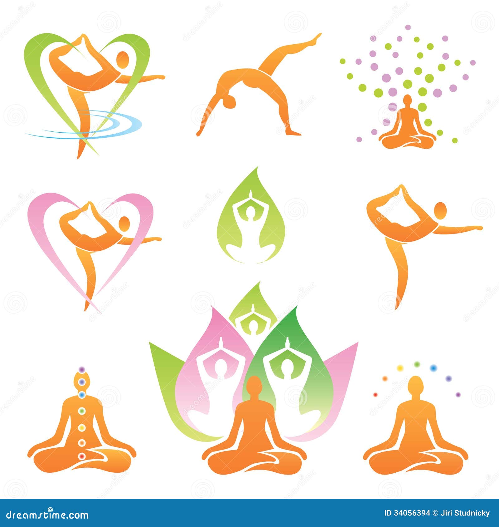 Simboli Delle Icone Di Yoga Illustrazione Vettoriale - Illustrazione di ...