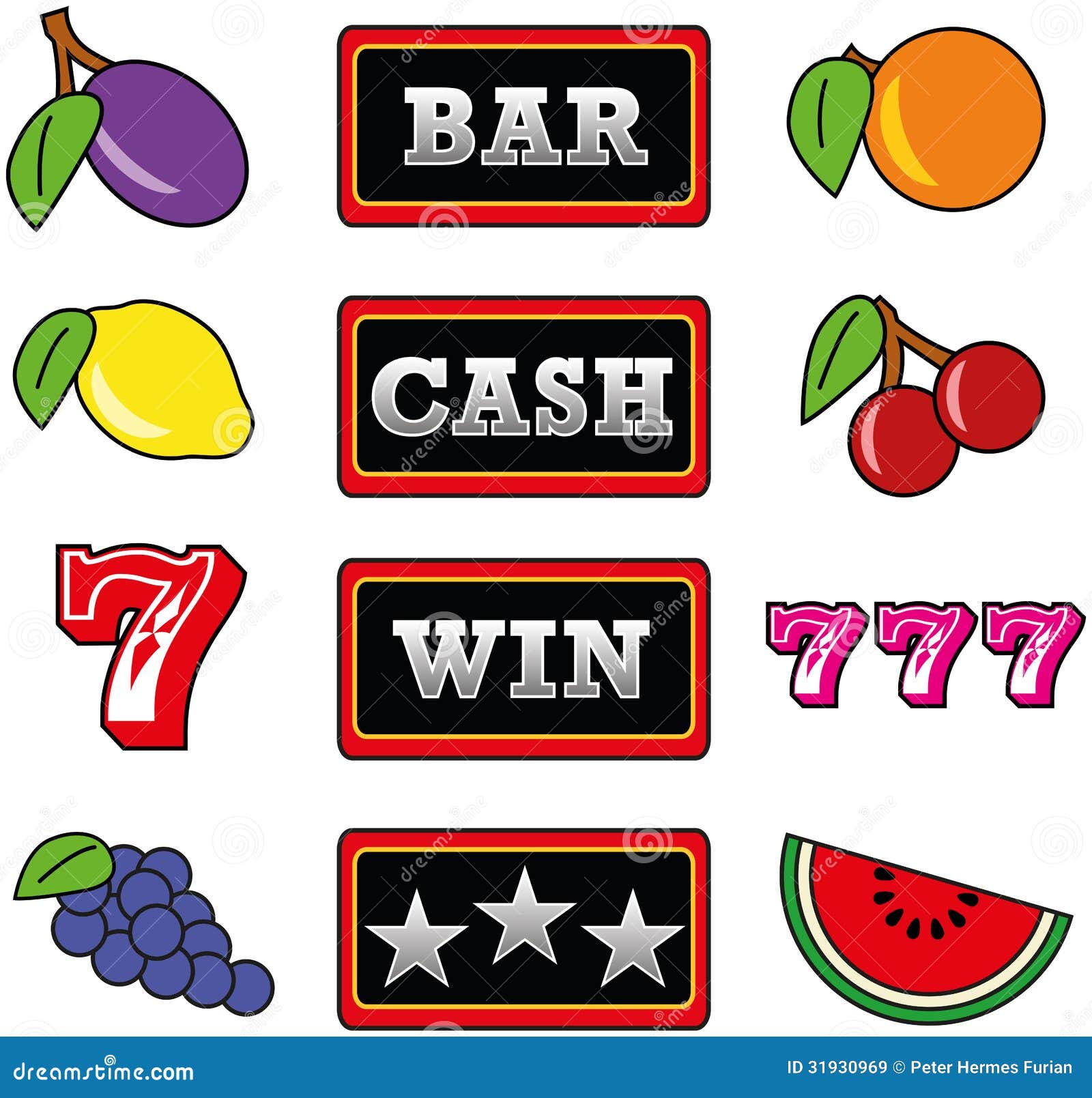 Simboli dello slot machine illustrazione vettoriale. Illustrazione di ...