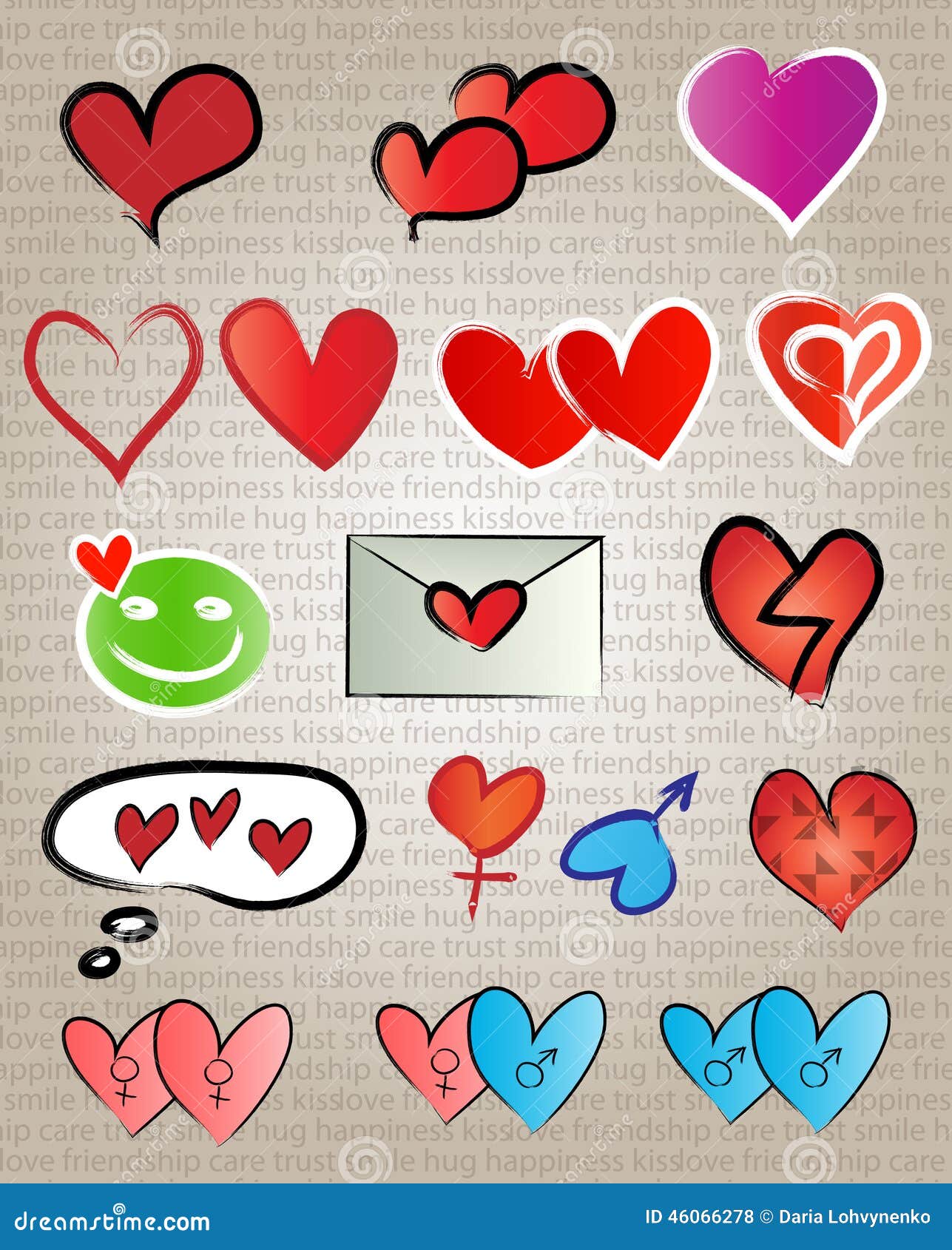 Simboli di amore illustrazione vettoriale. Illustrazione di saluto ...