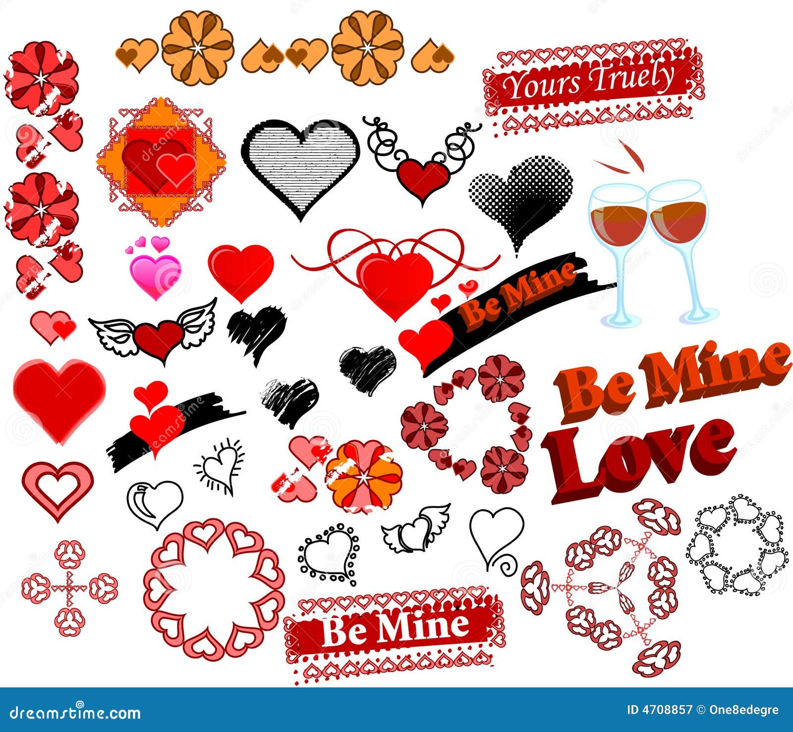 Simboli Di Amore E Bolli 34 Nell'insieme Illustrazione Vettoriale ...