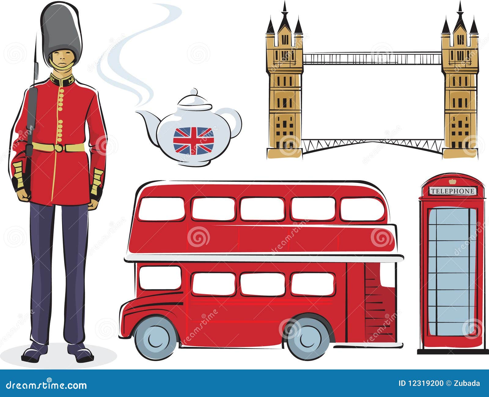 Simboli di Londra illustrazione vettoriale. Illustrazione di europa ...