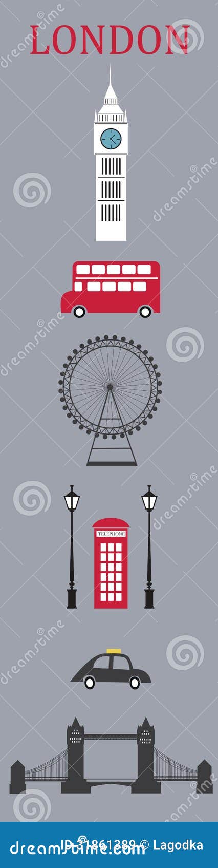 Simboli di Londra. illustrazione vettoriale. Illustrazione di ...