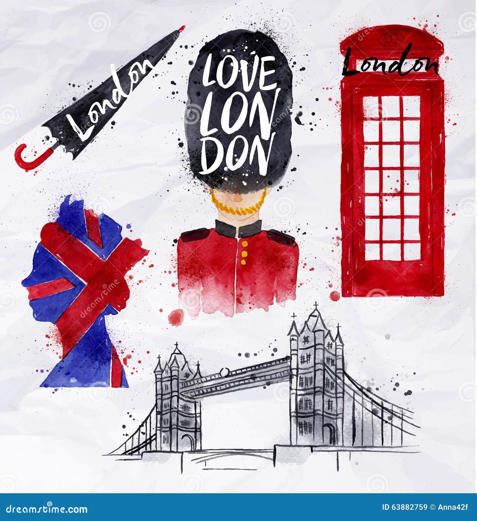 Simboli di Londra illustrazione vettoriale. Illustrazione di handmade ...