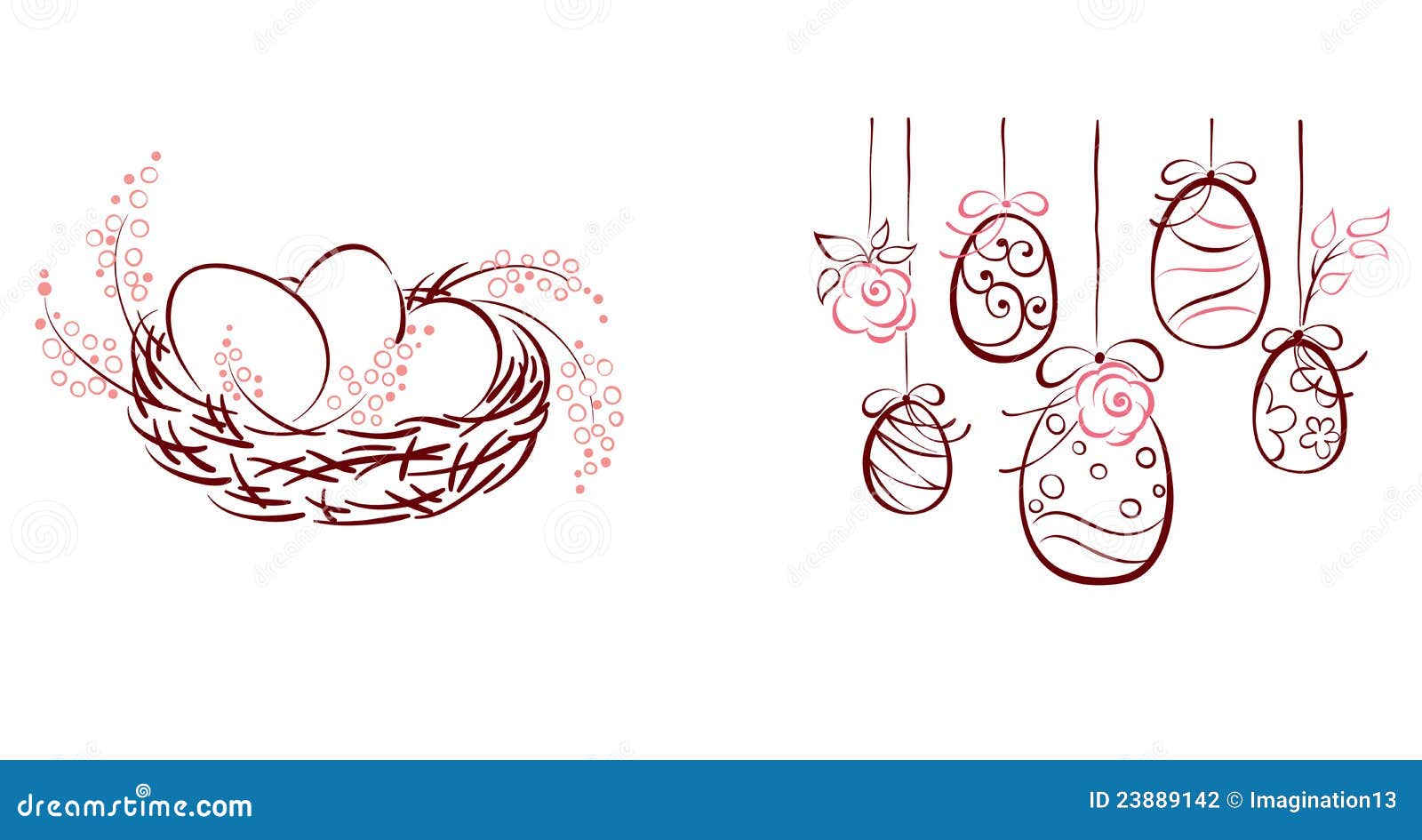 Simboli di Pasqua illustrazione vettoriale. Illustrazione di fiori ...