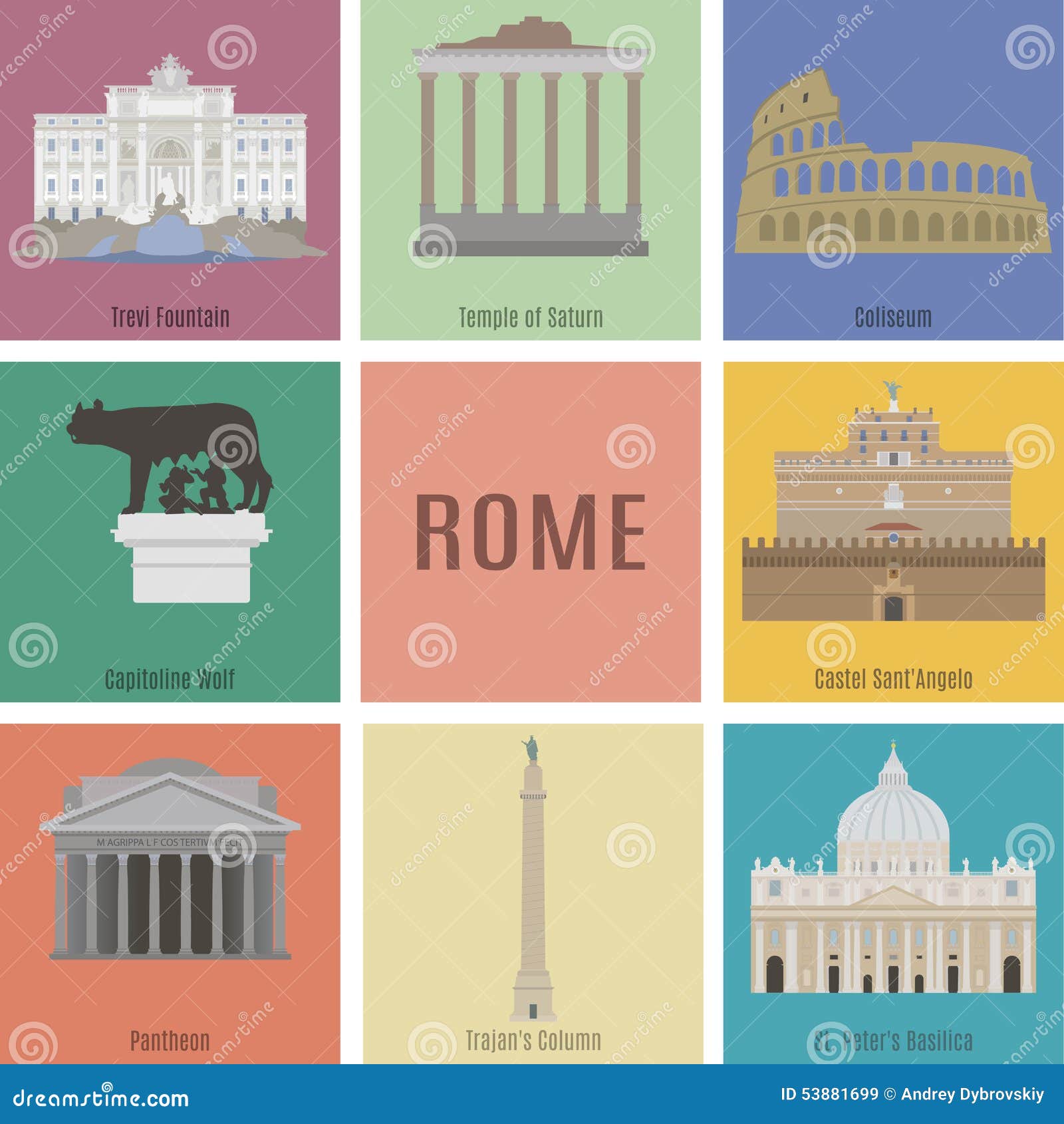 Simboli di Roma illustrazione vettoriale. Illustrazione di verde - 53881699