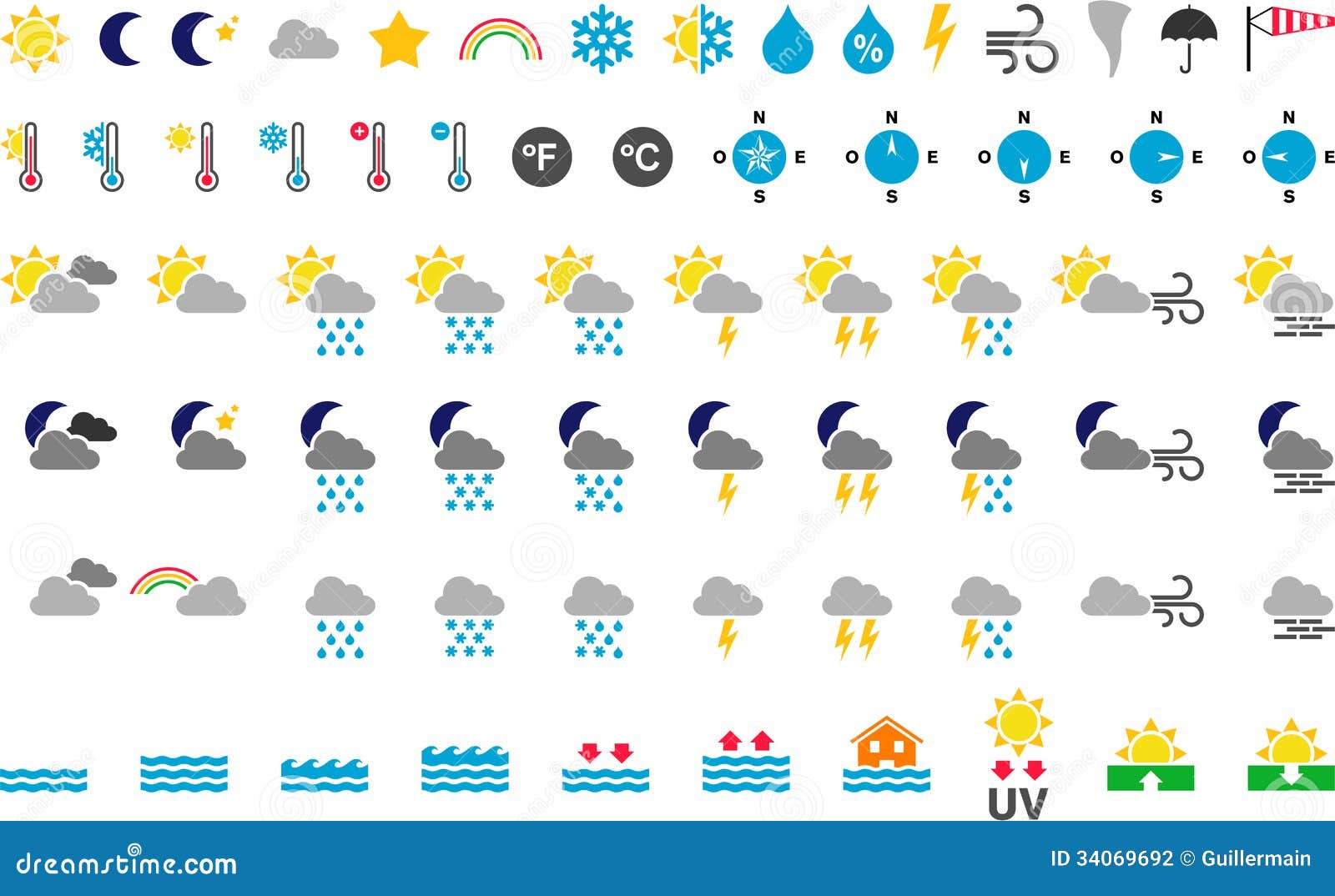 Simboli di tempo illustrazione vettoriale. Illustrazione di sole - 34069692