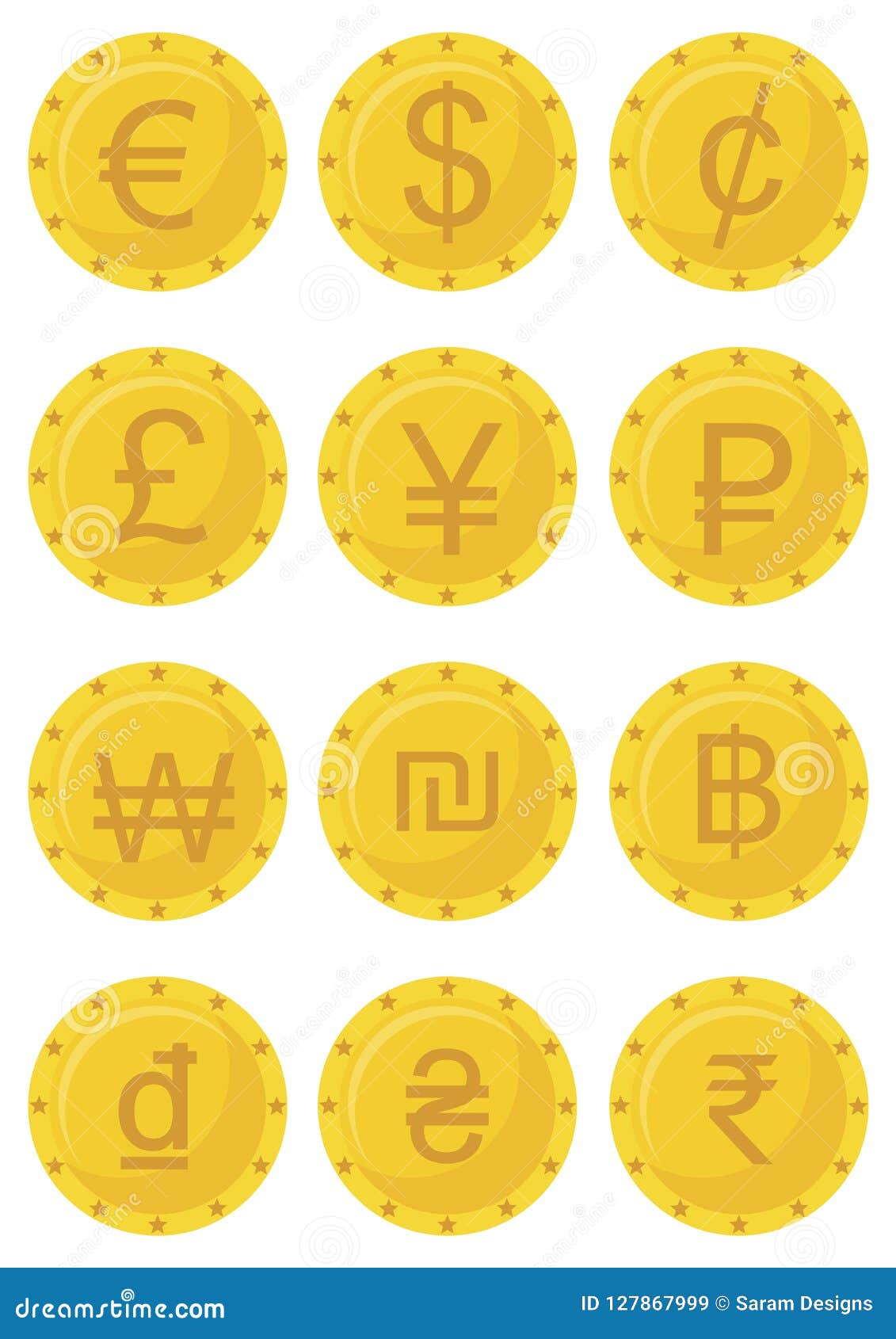 Simboli di valuta illustrazione vettoriale. Illustrazione di baht ...