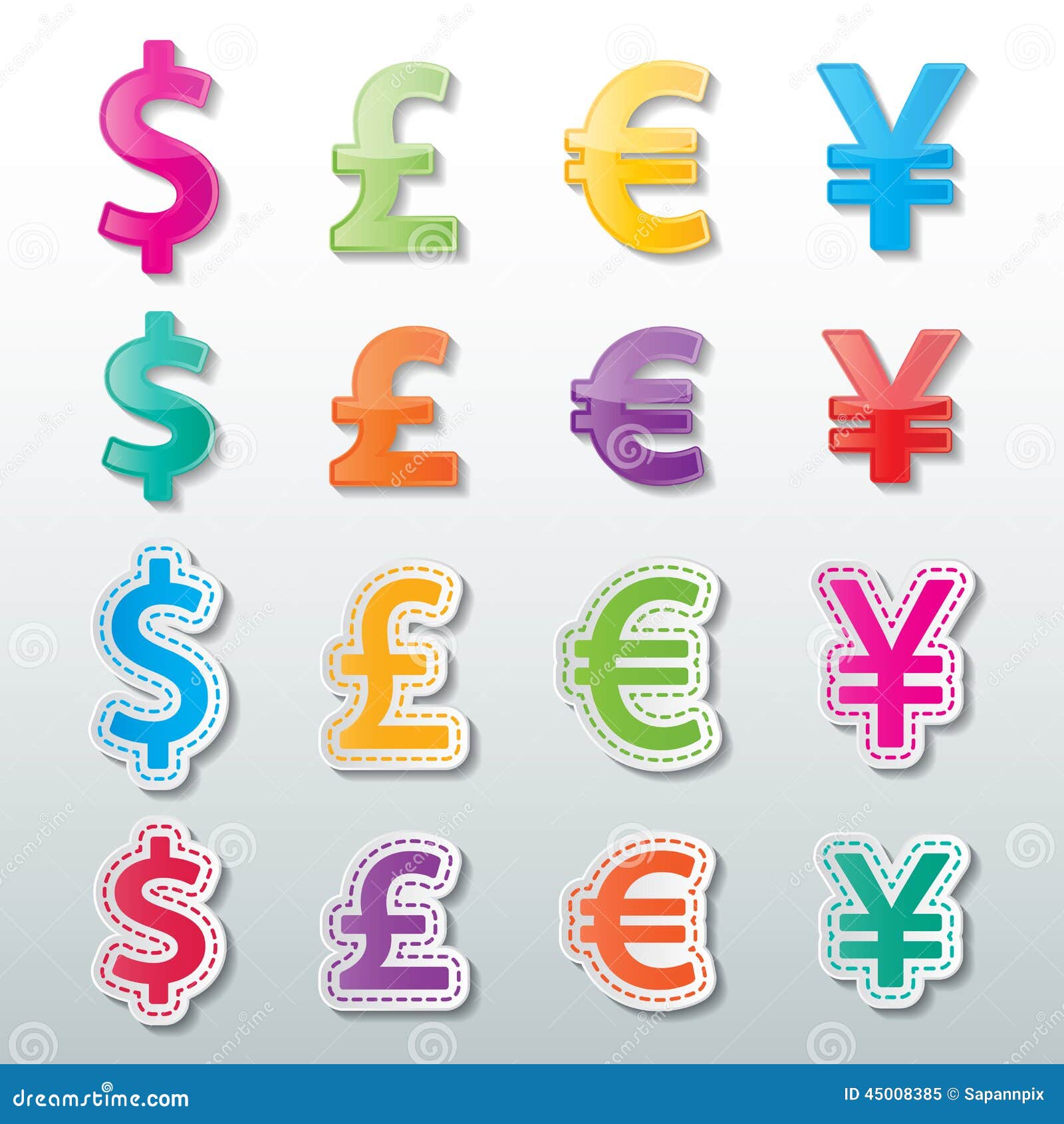 Simboli di valuta illustrazione vettoriale. Illustrazione di valute ...