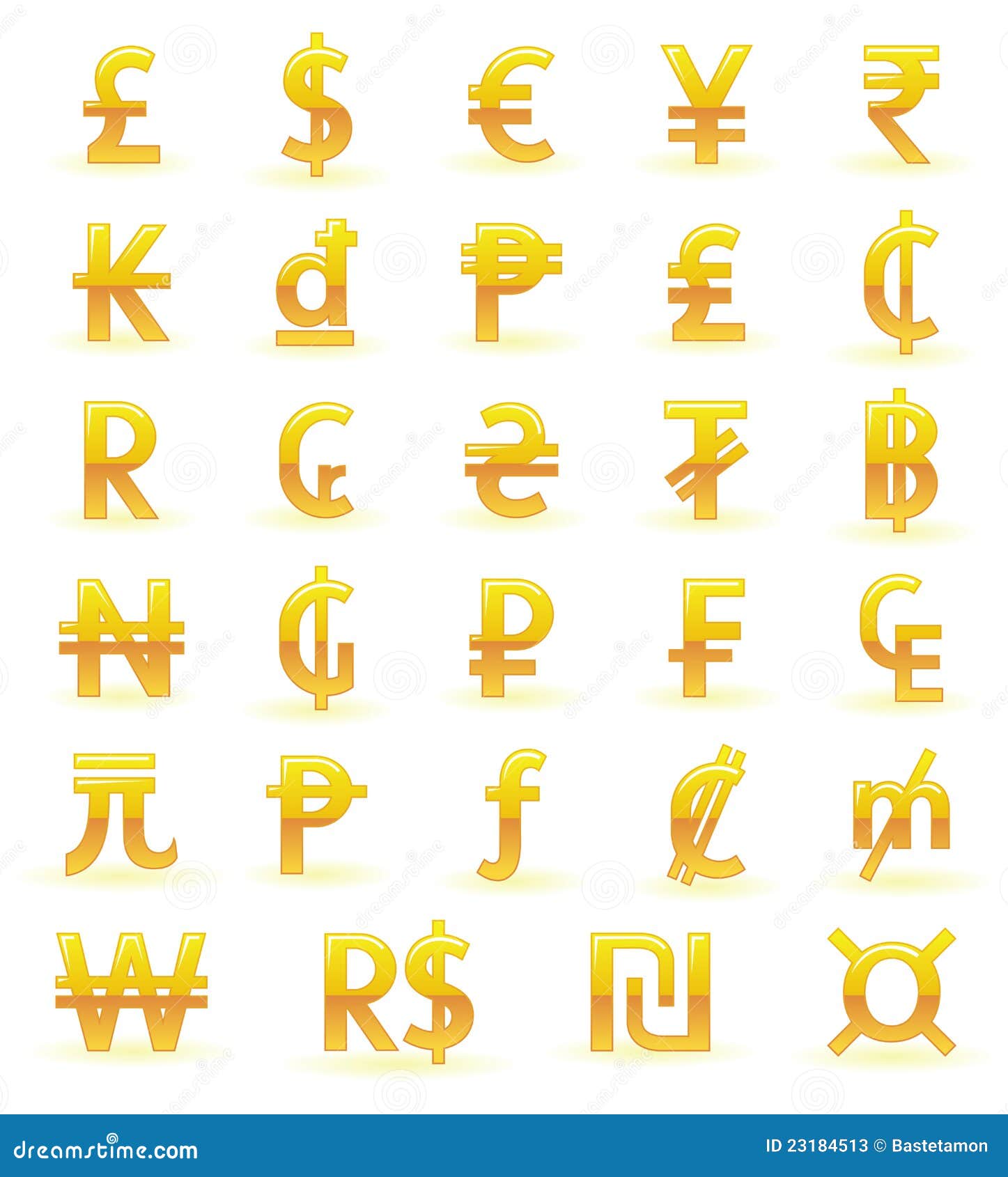 Simboli di valuta dorati illustrazione vettoriale. Illustrazione di ...