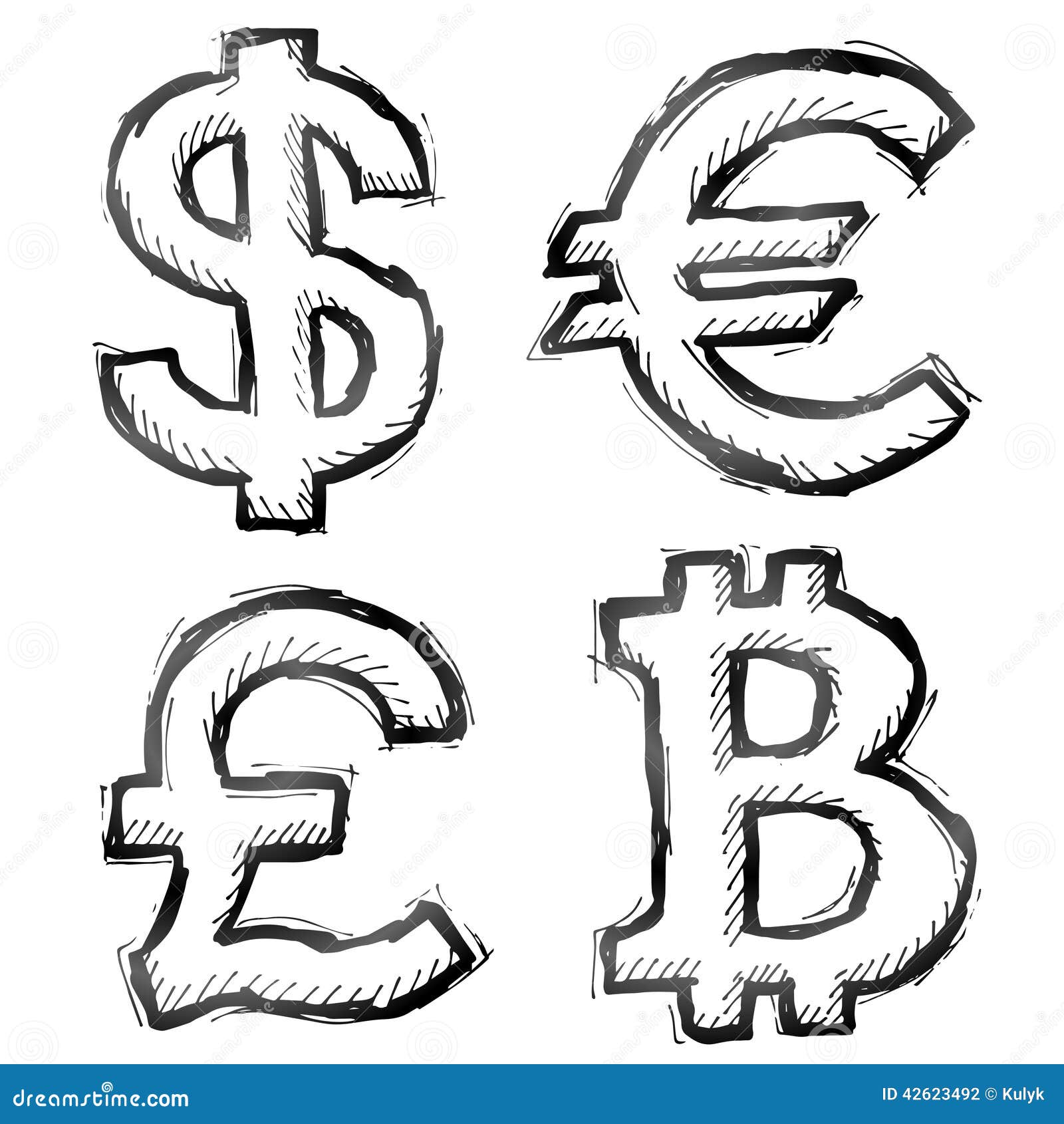 Simboli Disegnati a Mano Dei Soldi Illustrazione Vettoriale ...