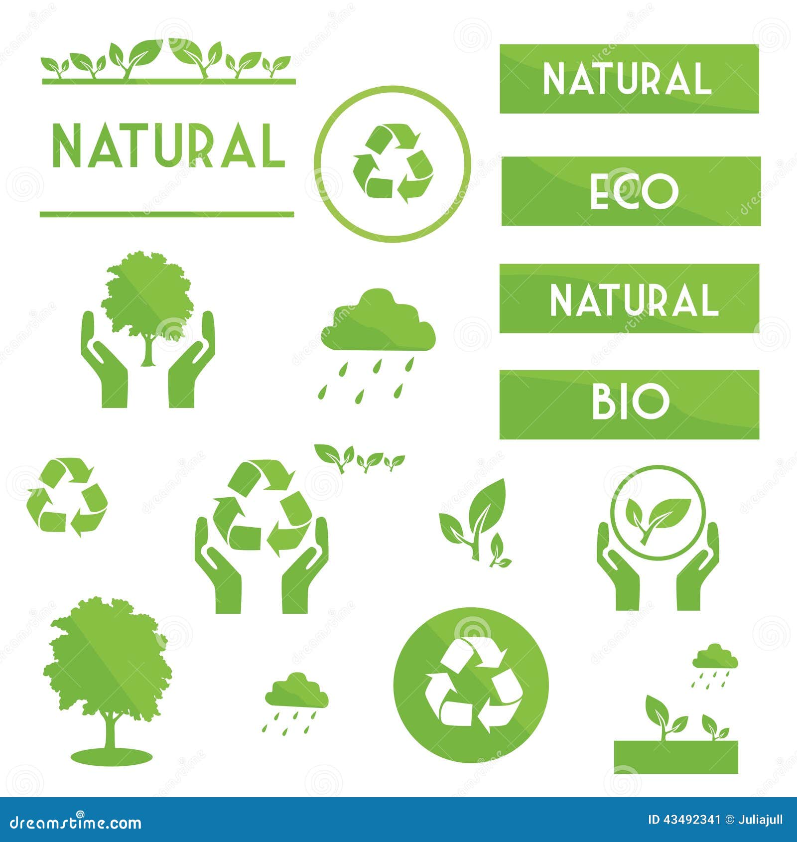 Simboli E Segni Ecologici Degli Elementi Illustrazione Vettoriale ...