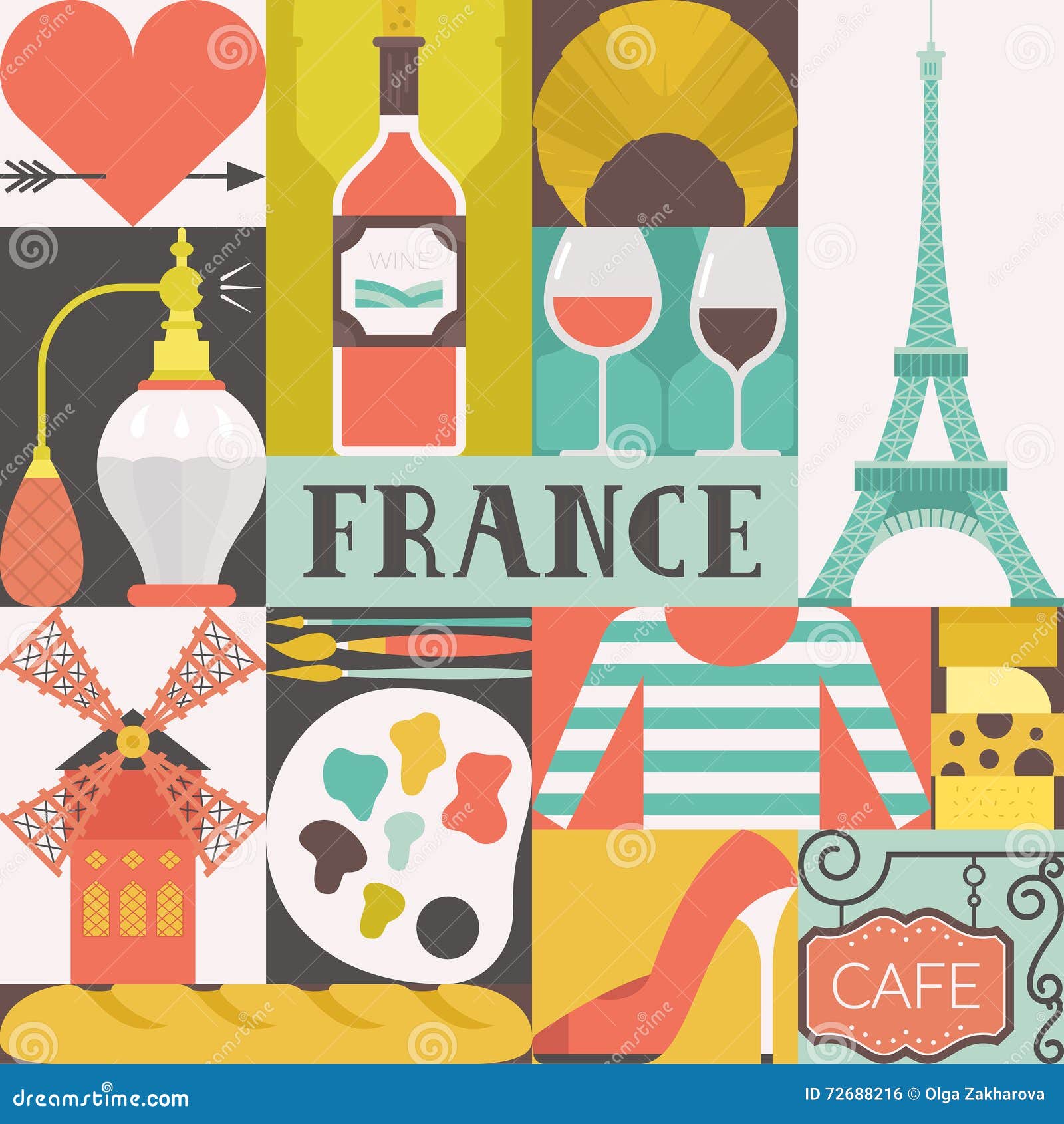 Simboli francesi illustrazione vettoriale. Illustrazione di formaggio ...