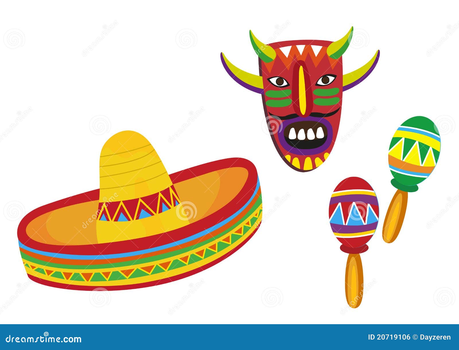 Simboli messicani illustrazione vettoriale. Illustrazione di cappello ...