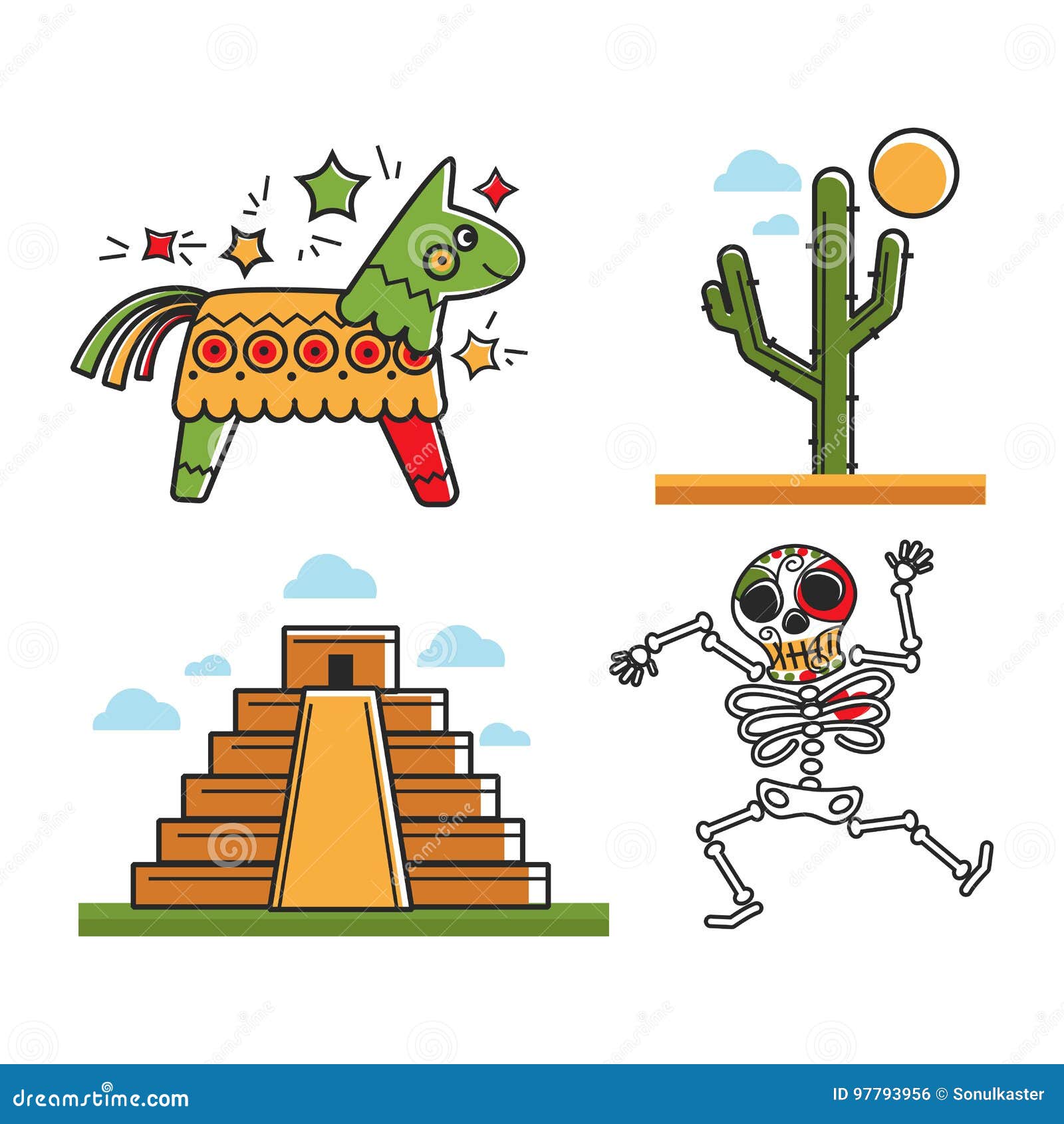 Simboli Nazionali Messicani Illustrazione Vettoriale - Illustrazione di ...