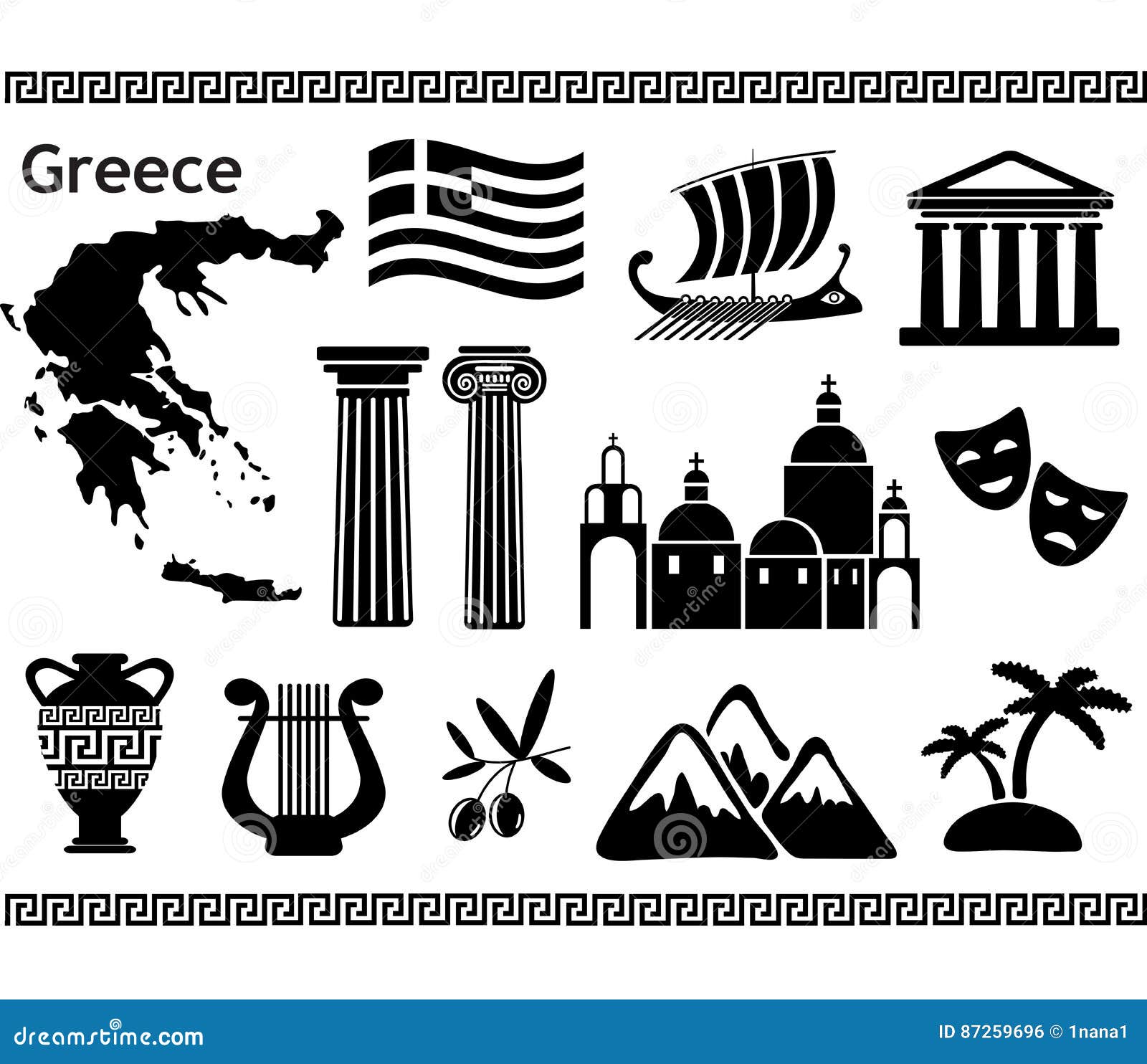 Simboli Tradizionali Della Grecia Illustrazione di Stock ...