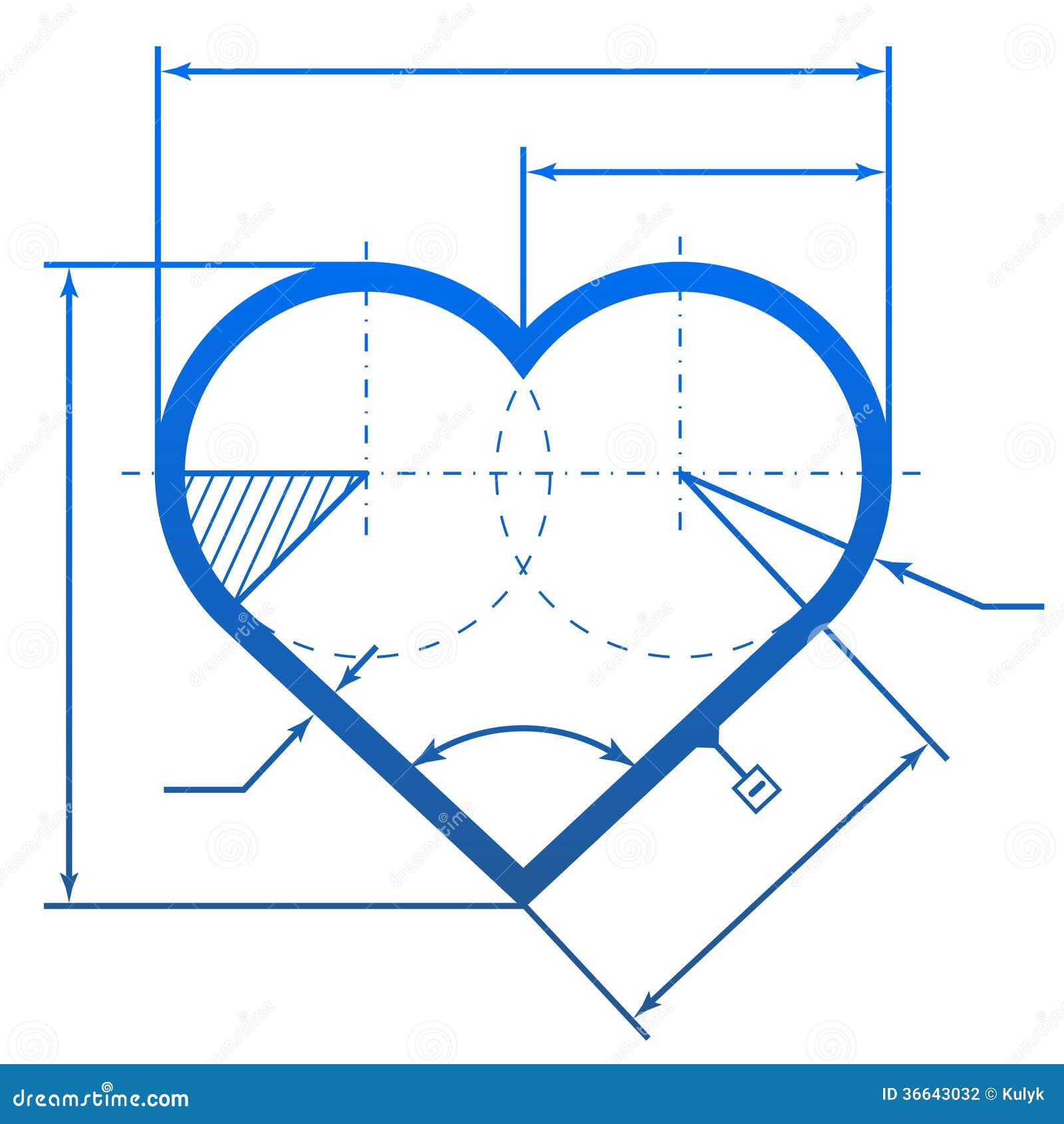Simbolo Del Cuore Con Le Linee Di Dimensione Illustrazione Vettoriale ...