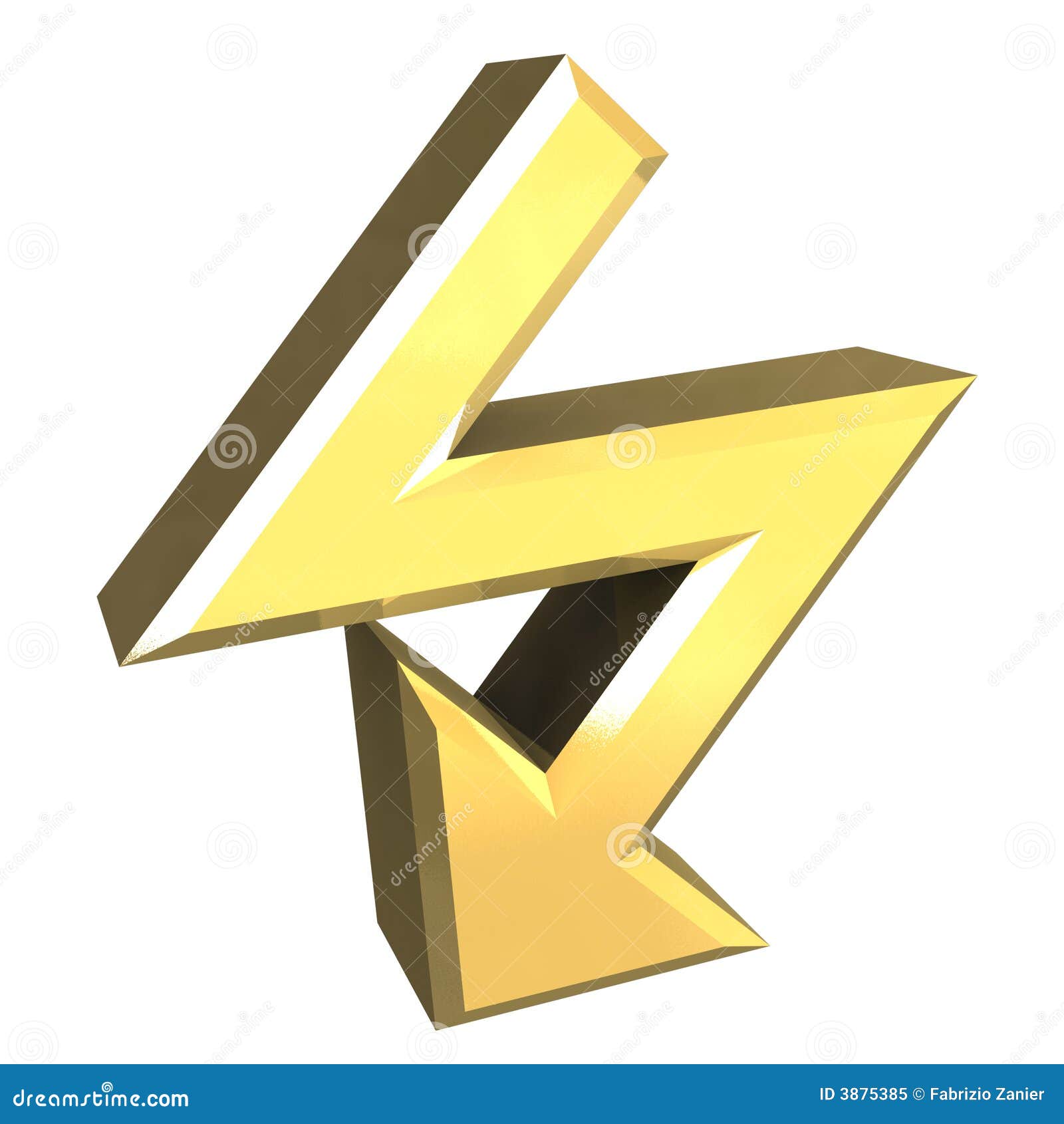 Simbolo Della Freccia in Oro - 3D Illustrazione di Stock ...