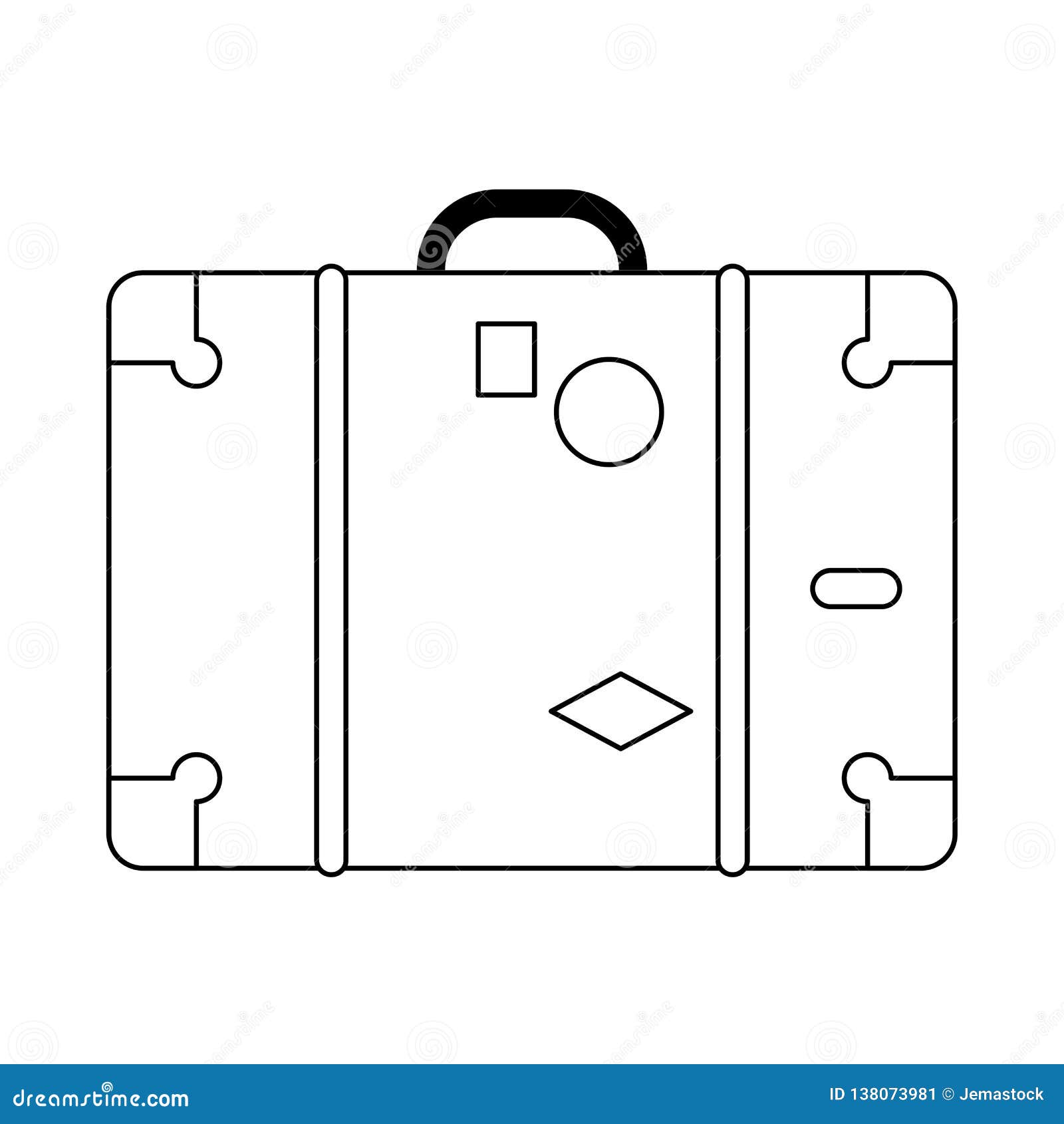 Simbolo Della Valigia Di Viaggio in Bianco E Nero Illustrazione ...