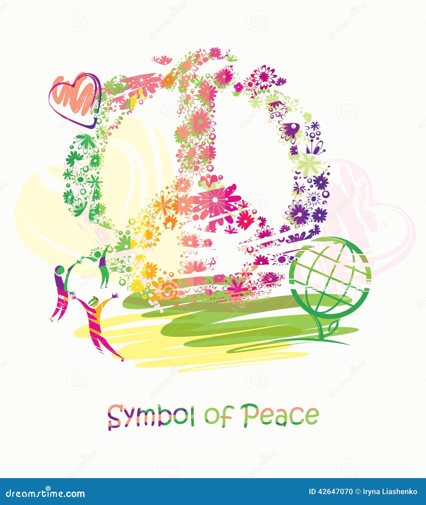 Simbolo di pace illustrazione di stock. Illustrazione di fiore - 42647070