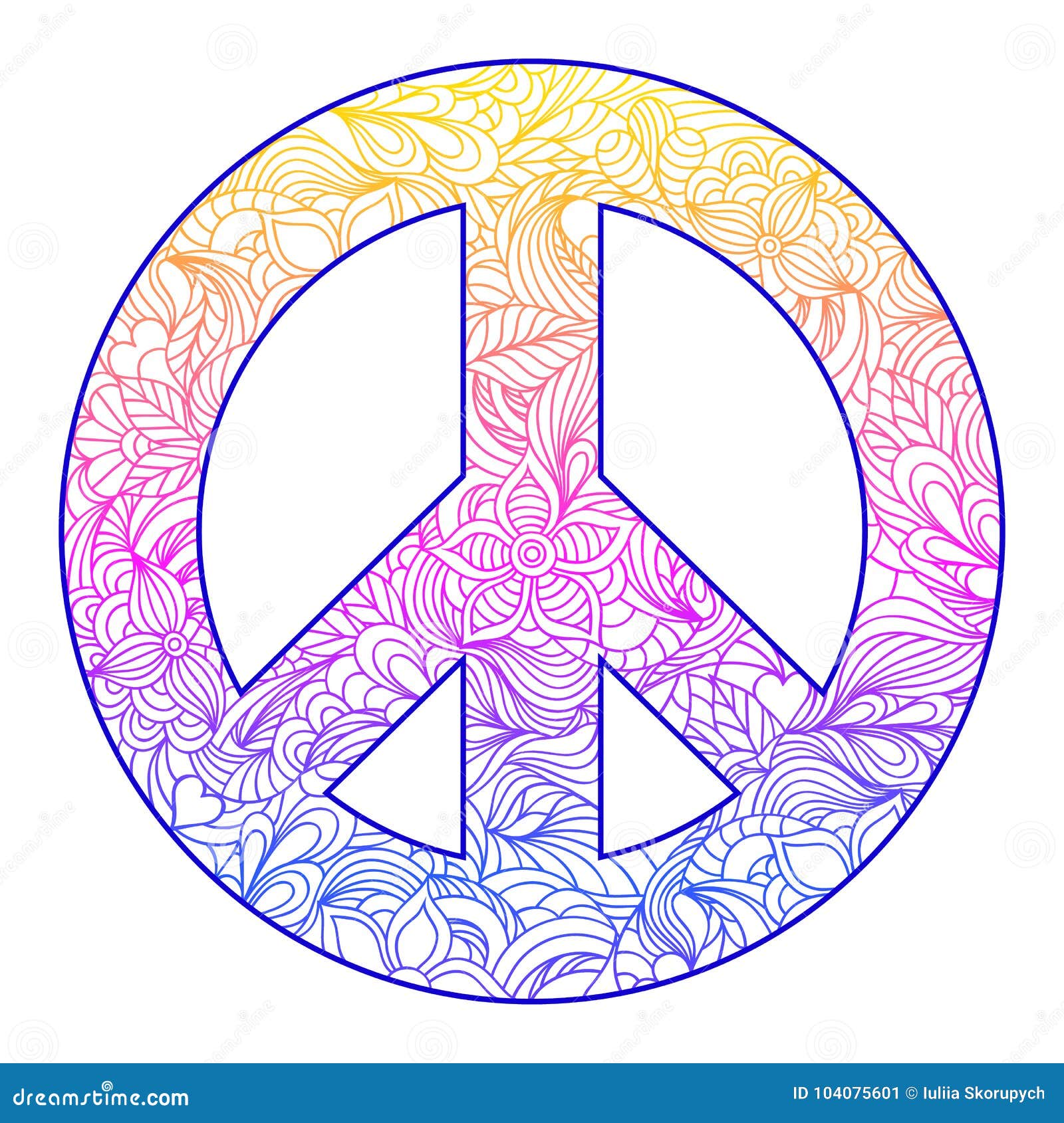 Simbolo di pace floreale illustrazione vettoriale. Illustrazione di ...