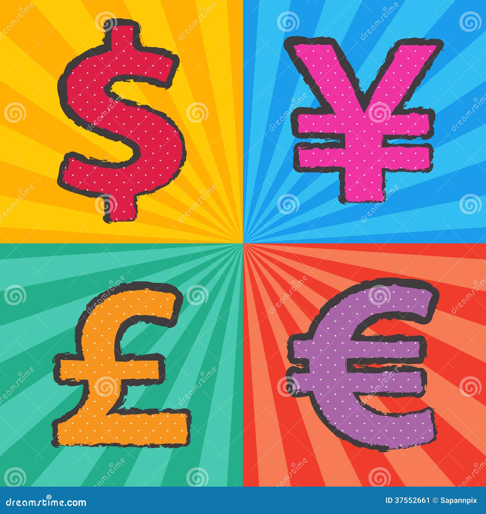 Simbolo Di Valuta Di Pop Art Illustrazione Vettoriale - Illustrazione ...