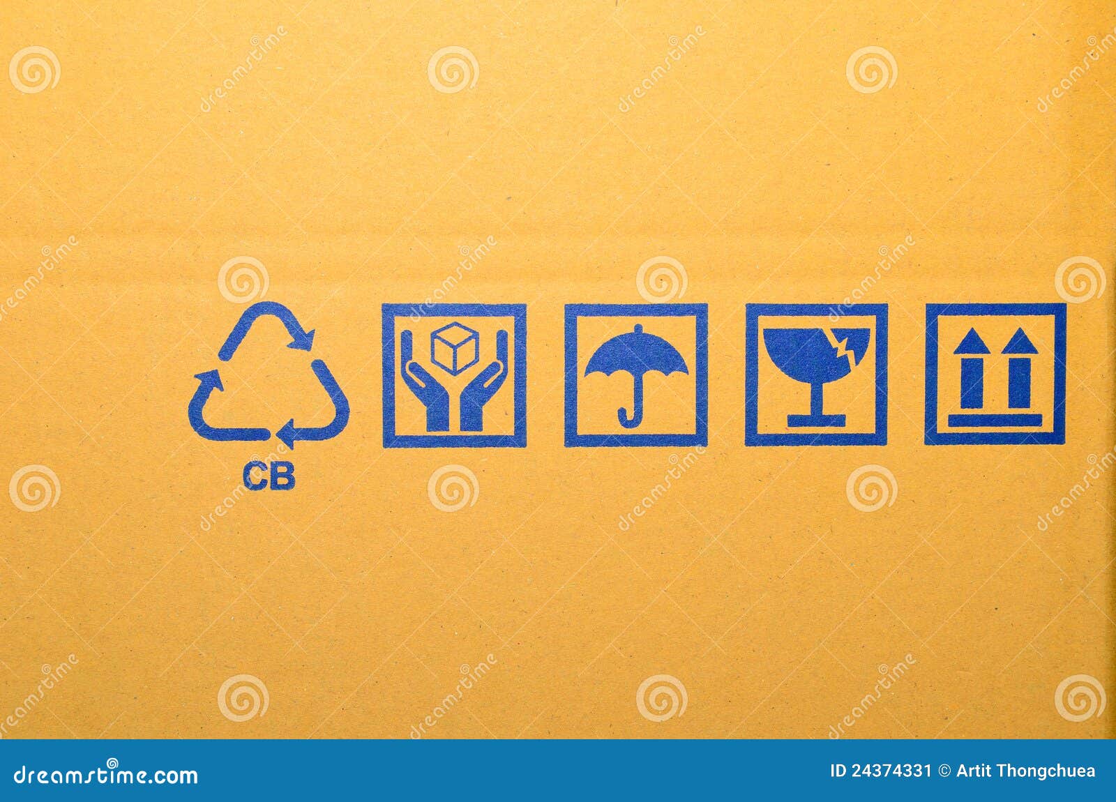 Simbolo Fragile Blu Su Cartone Immagine Stock - Immagine di elemento ...