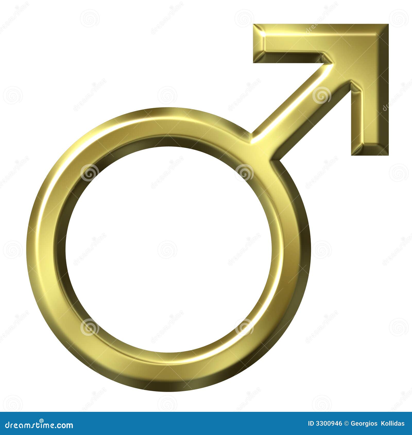 Simbolo maschio dorato 3D illustrazione di stock. Illustrazione di ...