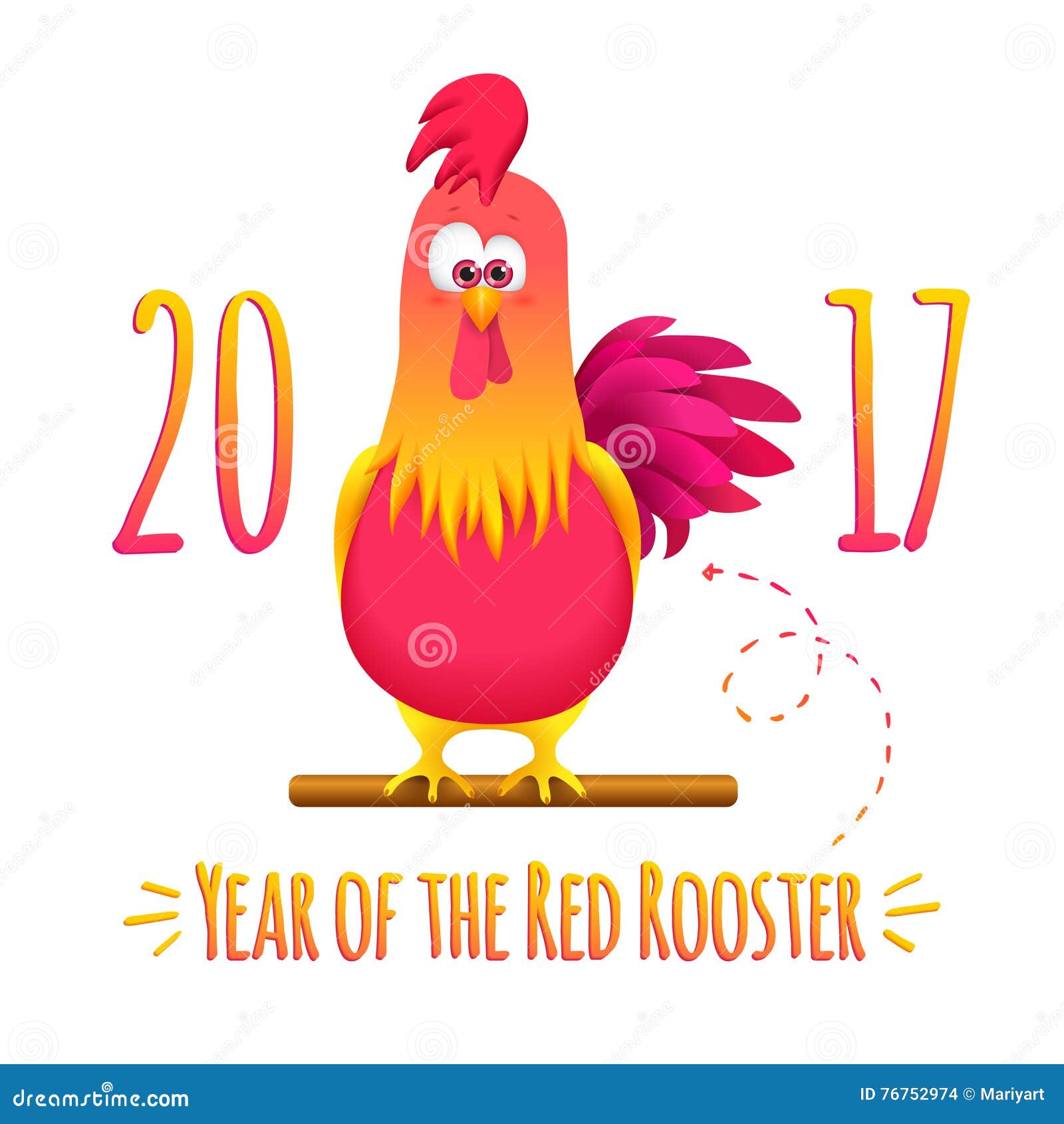 Simbolo Rosso Del Gallo 2017 Nuovi Anni Illustrazione Vettoriale ...