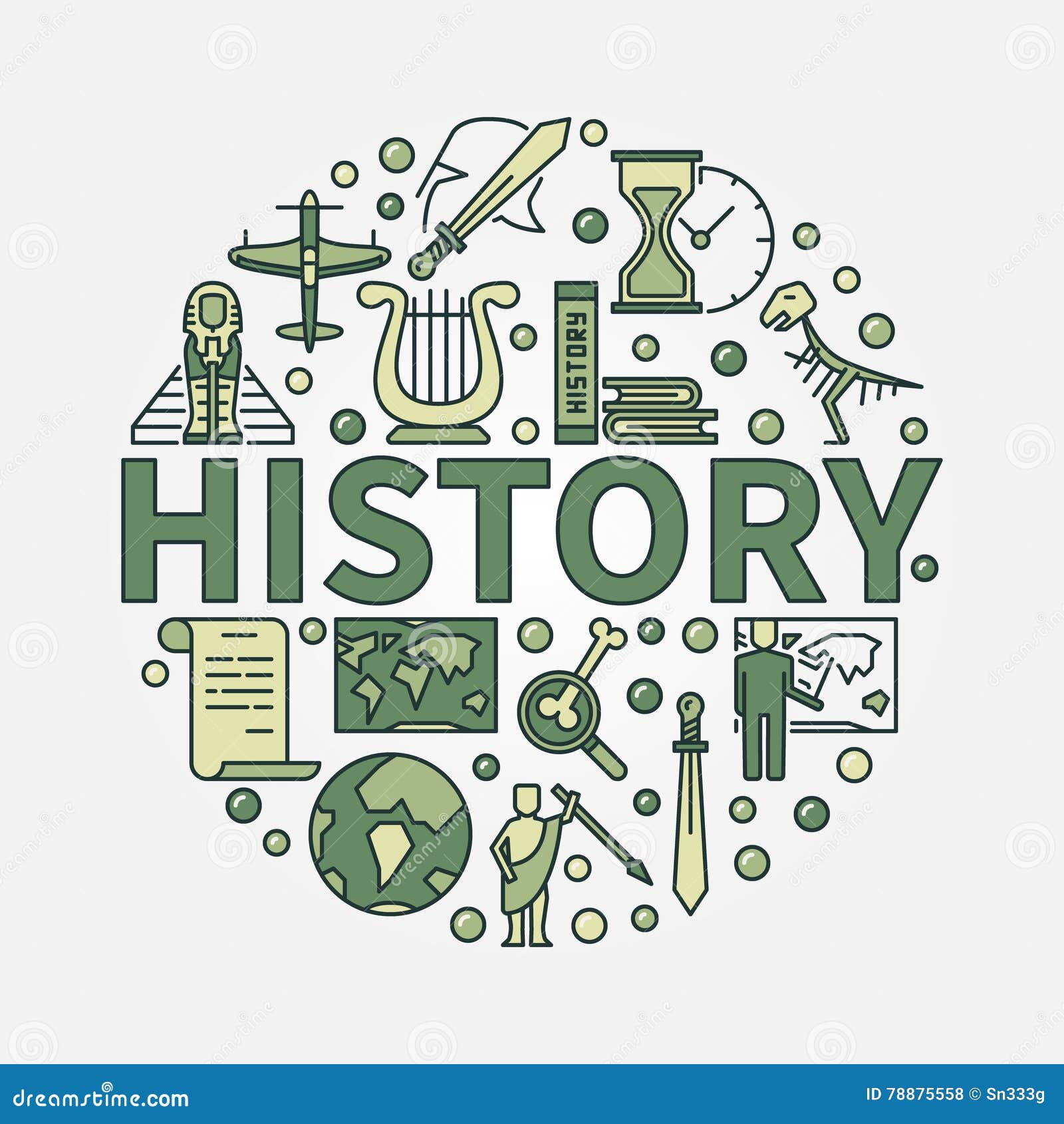 Simbolo Rotondo Verde Di Storia Illustrazione Vettoriale ...