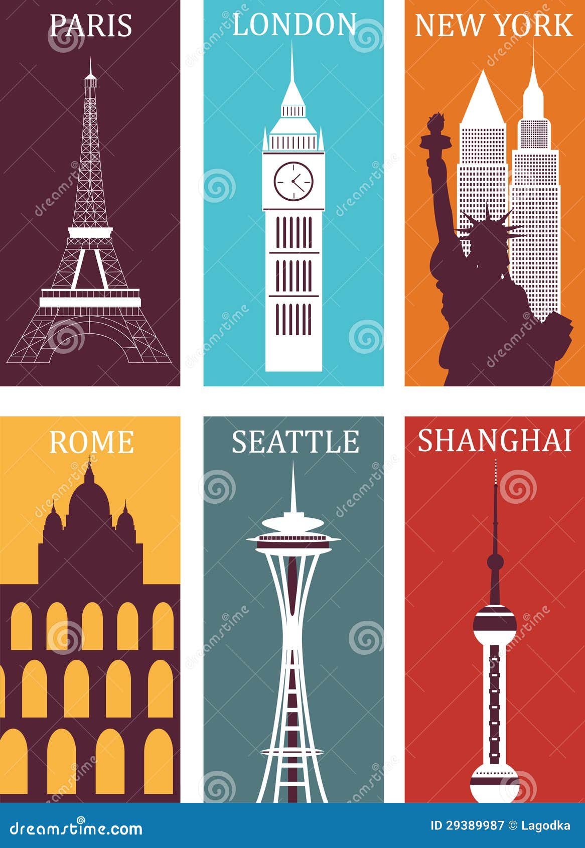 Simbols of famous cities. editorial photography. Illustration of ...