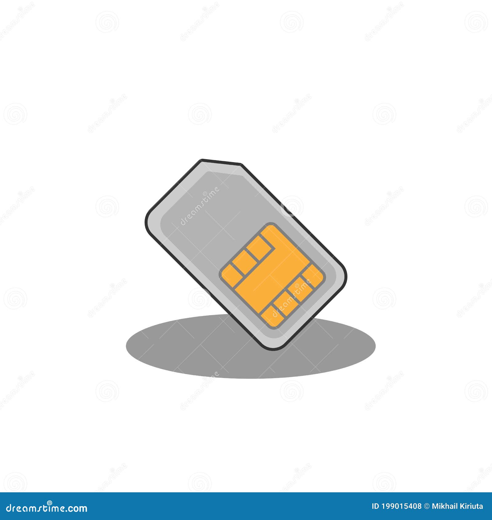 Simcard Icon Gray with Orange on White Background with Shadow. Vector ...