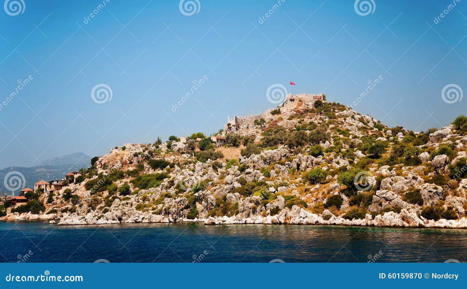 Simena Island with Old Fort, Kekova Stock Photo - Image of ancient ...