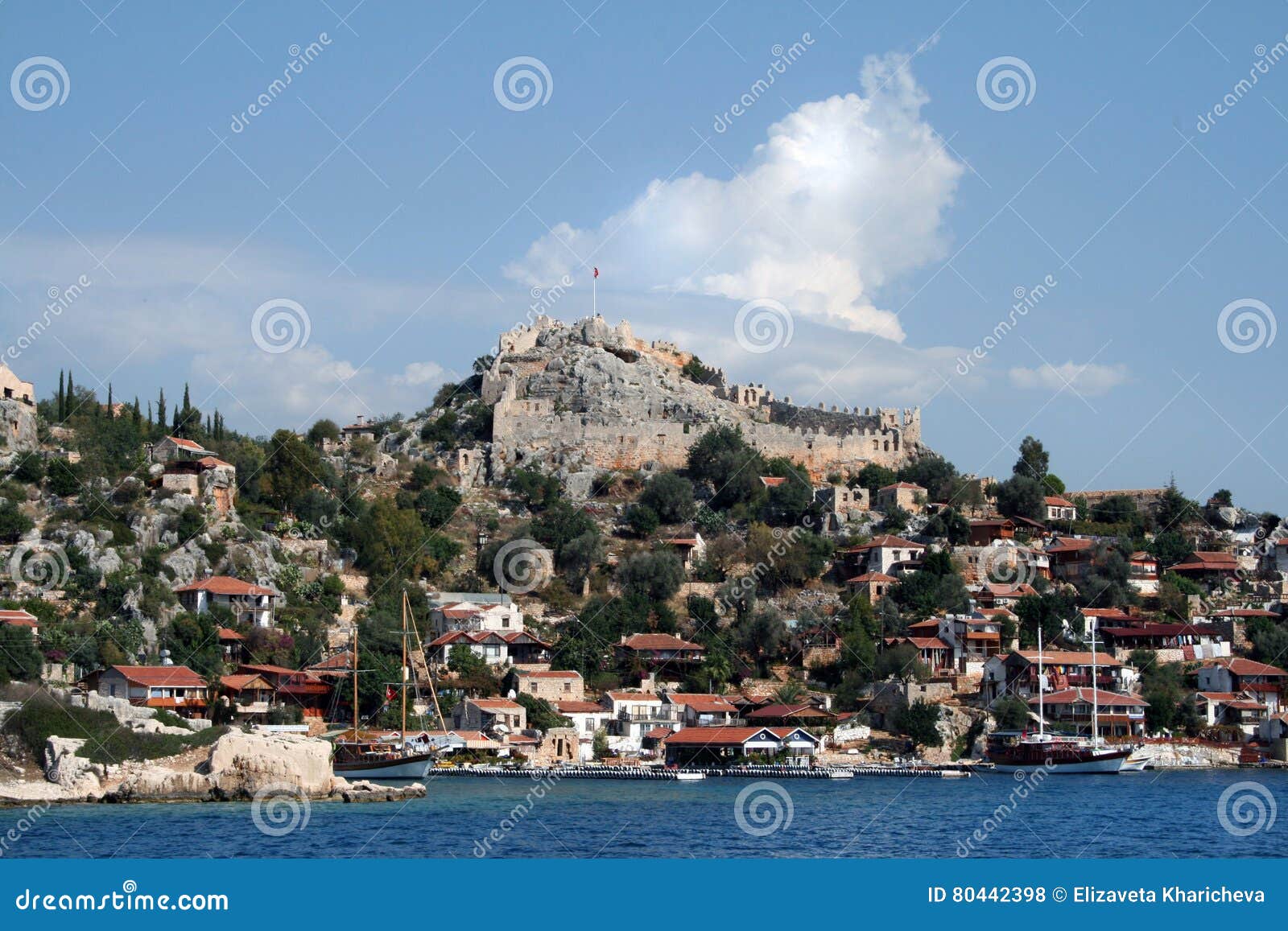 Simena Kale Resort on the Ancient Island Stock Photo - Image of aegean ...