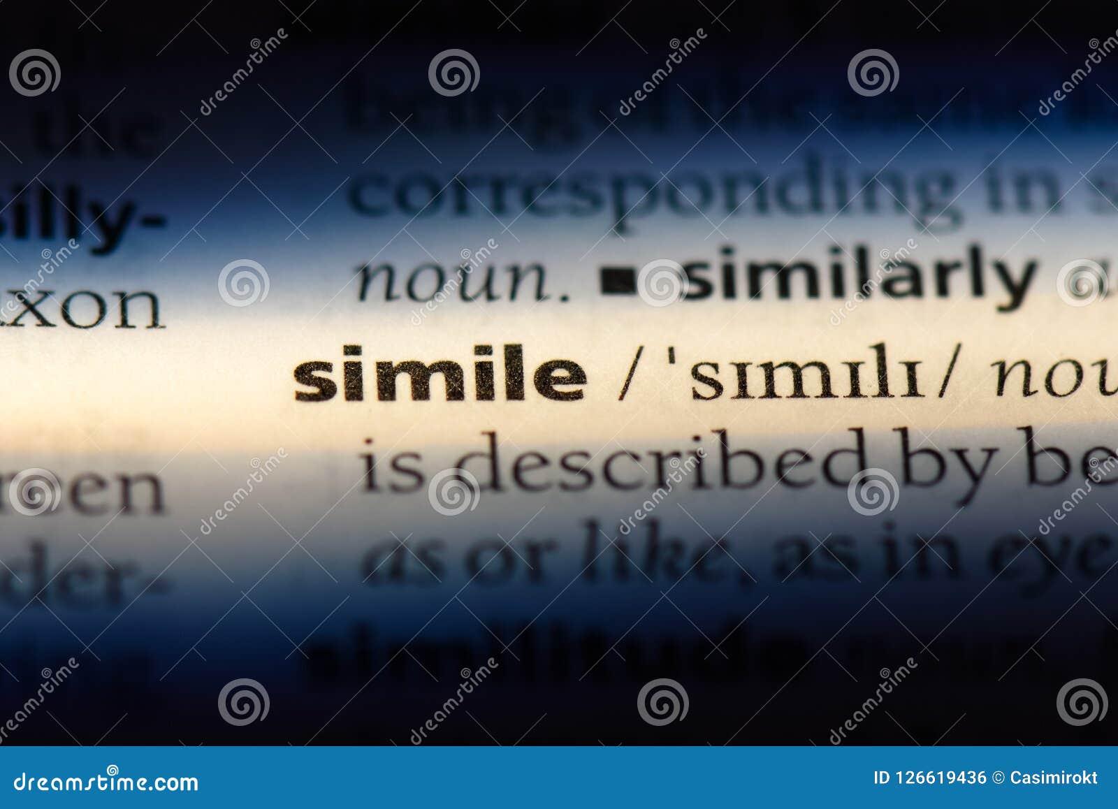 Simile stock photo. Image of closeup, word, definition - 126619436