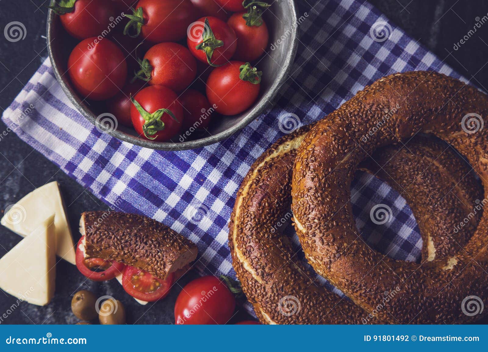 Simit stock photo. Image of morning, eating, table, bread - 91801492