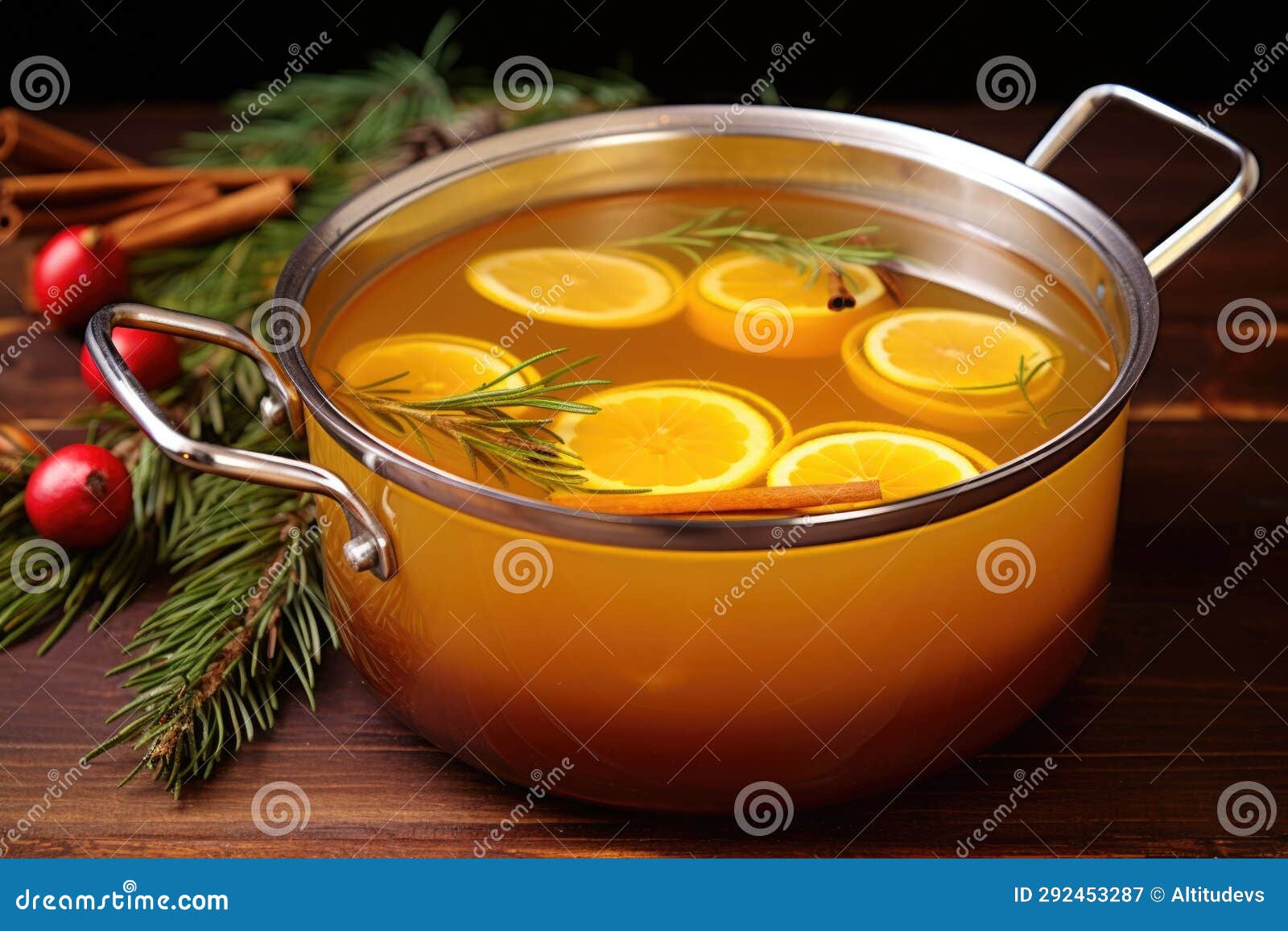 Simmering Pot of Mulled Cider with Lid Partially Opened Stock Image ...