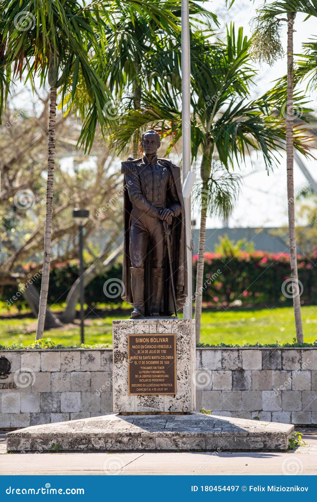 Simon Bolivar Statue Downtown Miami Bronze Memorial Stock Image - Image ...