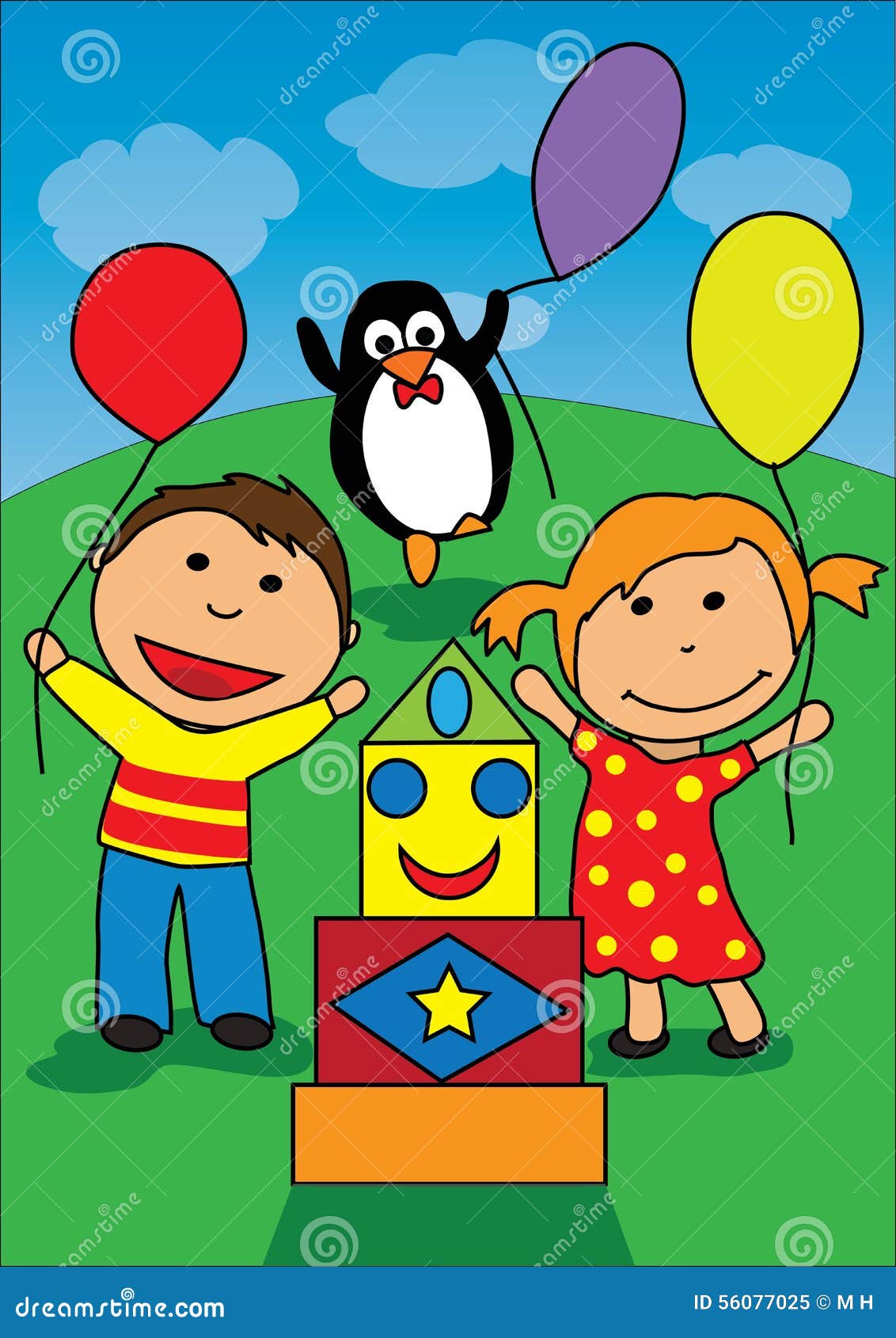 Simon Says Shapes stock illustration. Illustration of children - 56077025