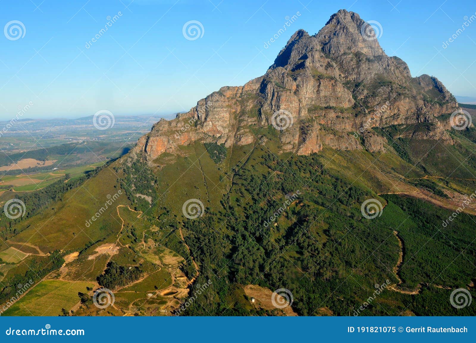 Simonsberg Mountain with Stellenbosch in the Background Stock Image ...