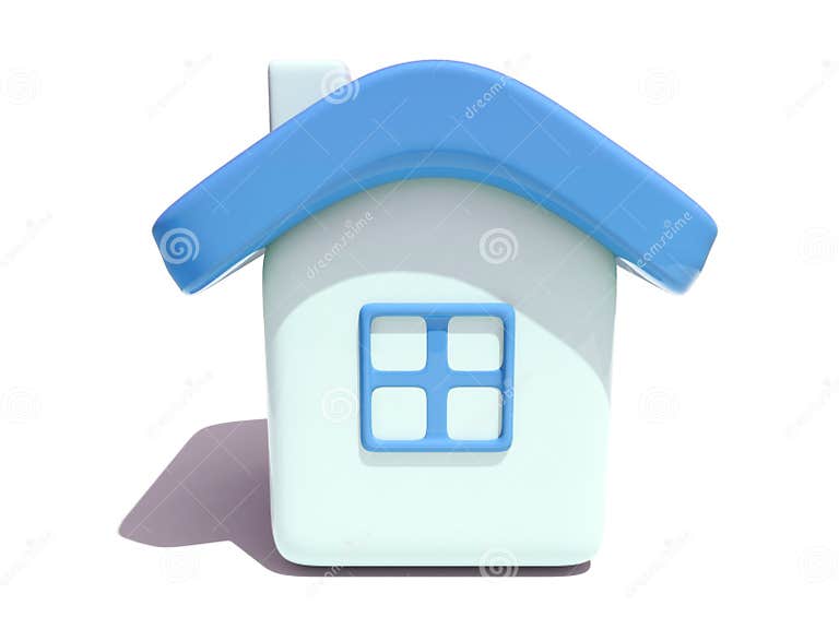 Simple 3D House with Blue Roof Stock Illustration - Illustration of ...
