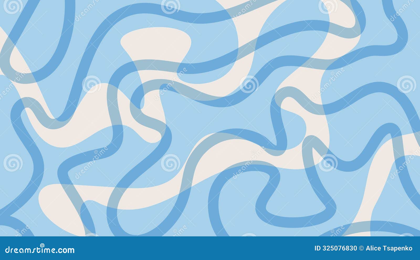 Simple Abstract Background with Blue Wavy Pattern. Trendy Groovy ...