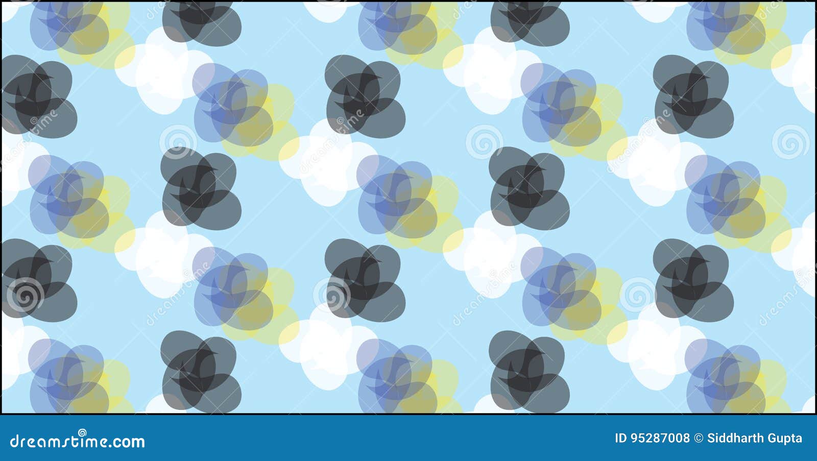 Simple Abstract Blue and Yellow Flower Pattern Stock Vector ...