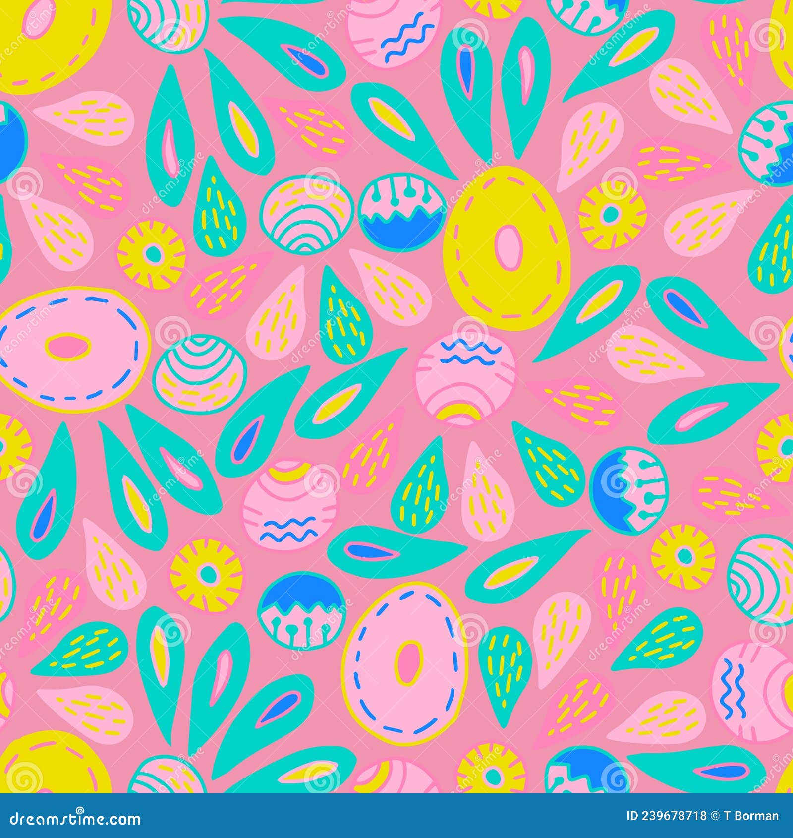 Simple Abstract Cartoon Vector Seamless Pattern of Dots, Strokes, Spots ...