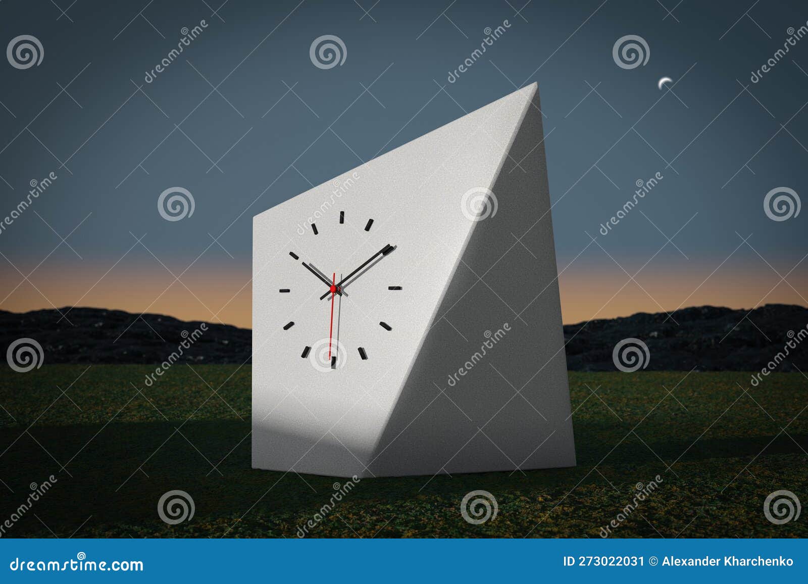 Simple Abstract Cube Clock. 3d Rendering Stock Illustration ...
