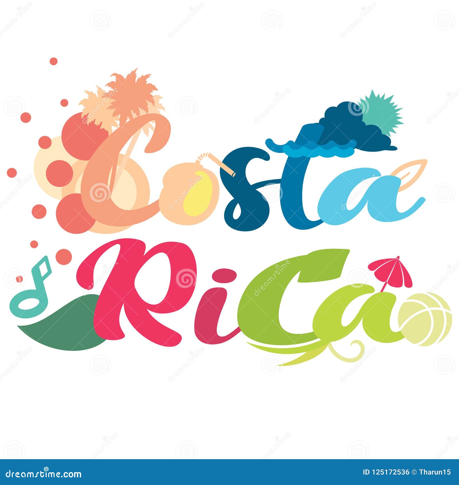 Simple Abstract Design on Costa Rica Typography in Vector Format Stock ...
