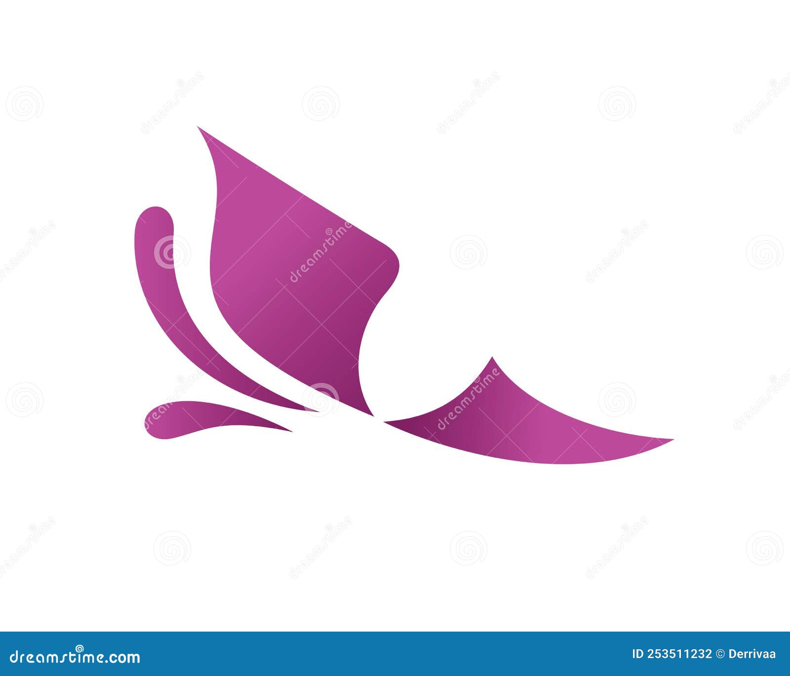 Simple Abstract Flying Butterfly Illustration with Purple Color Stock ...