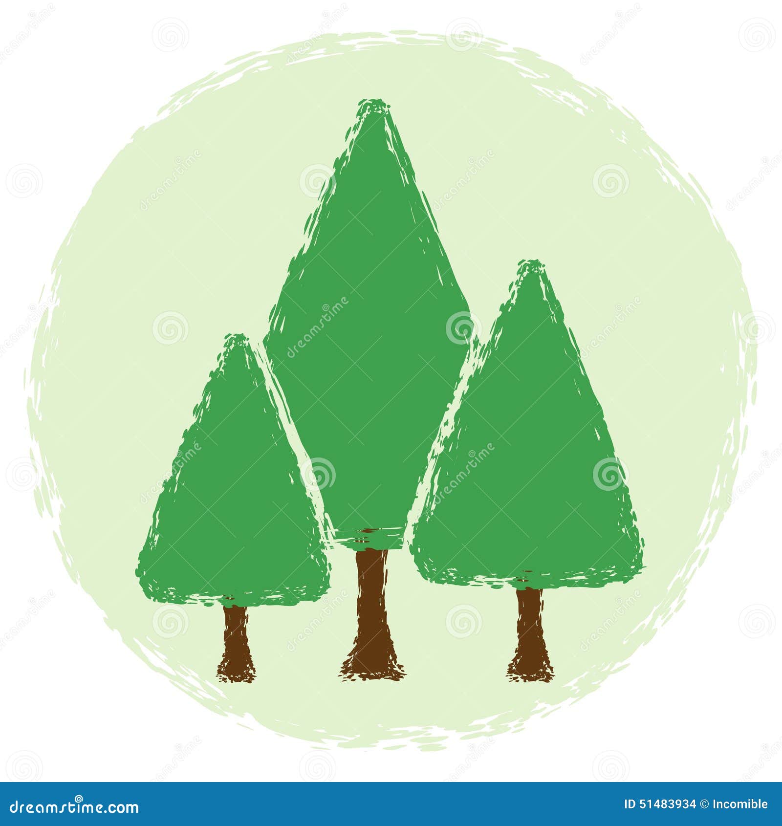 Simple Abstract Green Tree in Grunge Style Stock Vector - Illustration ...
